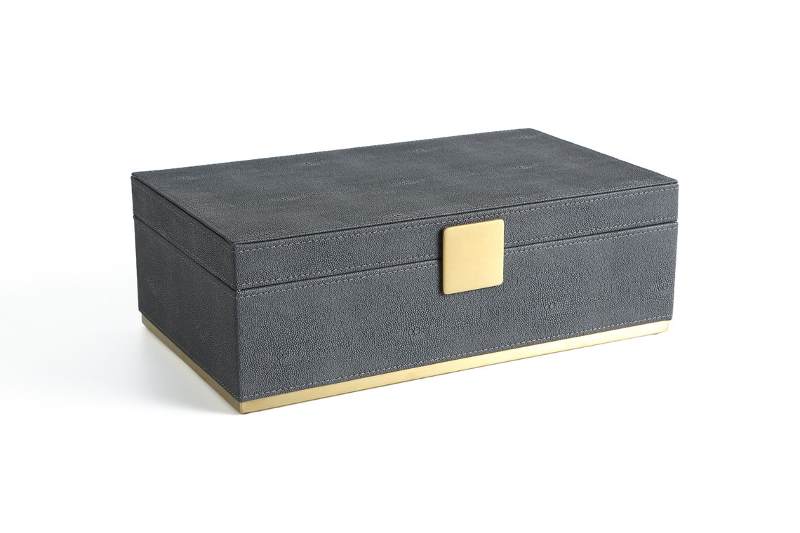 Grey Faux Shagreen Decorative Box, Rectangular Storage Box, Home ...