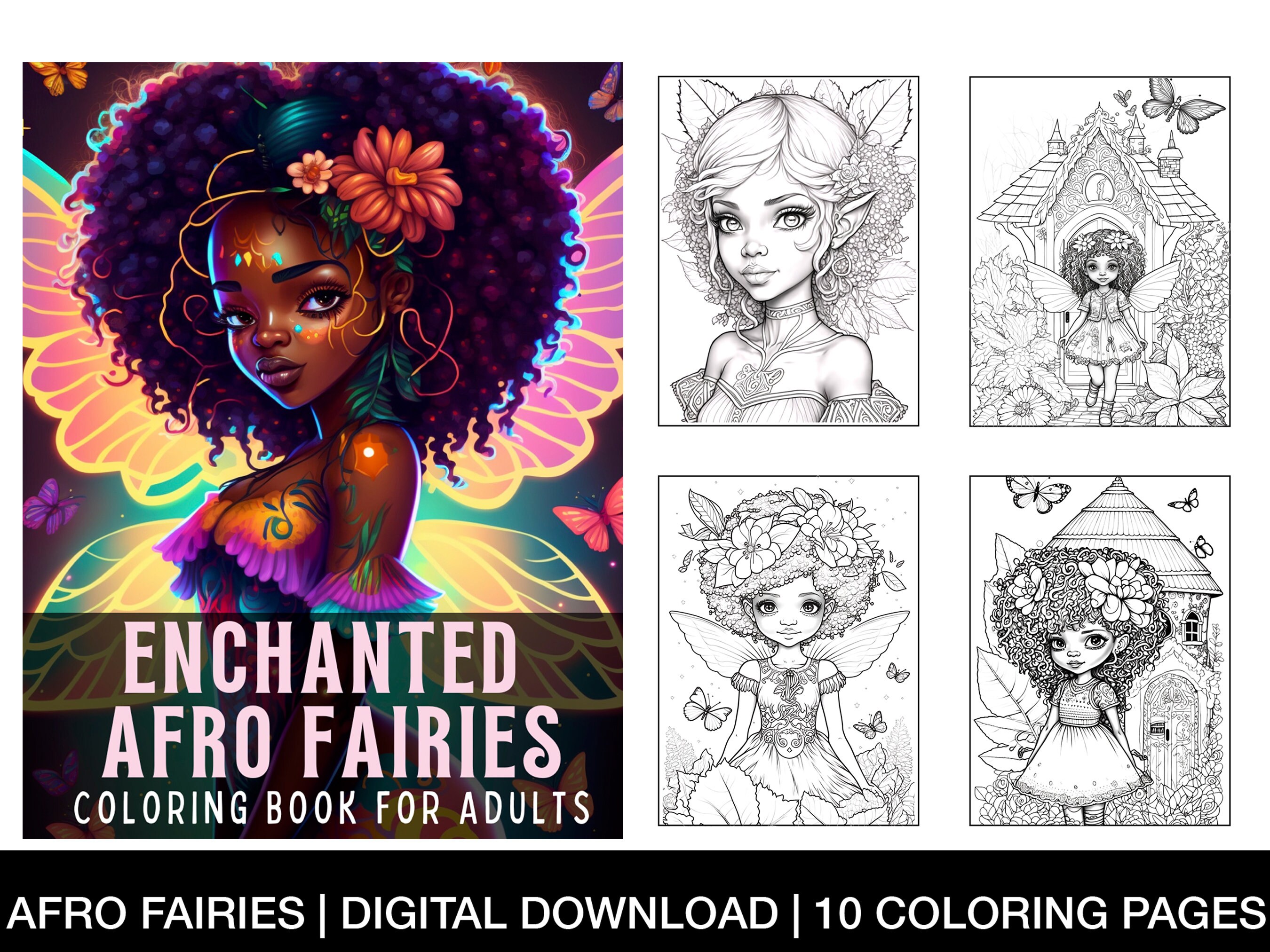 Printable Adult Coloring Page For Adult Coloring Sheet Afro - Etsy