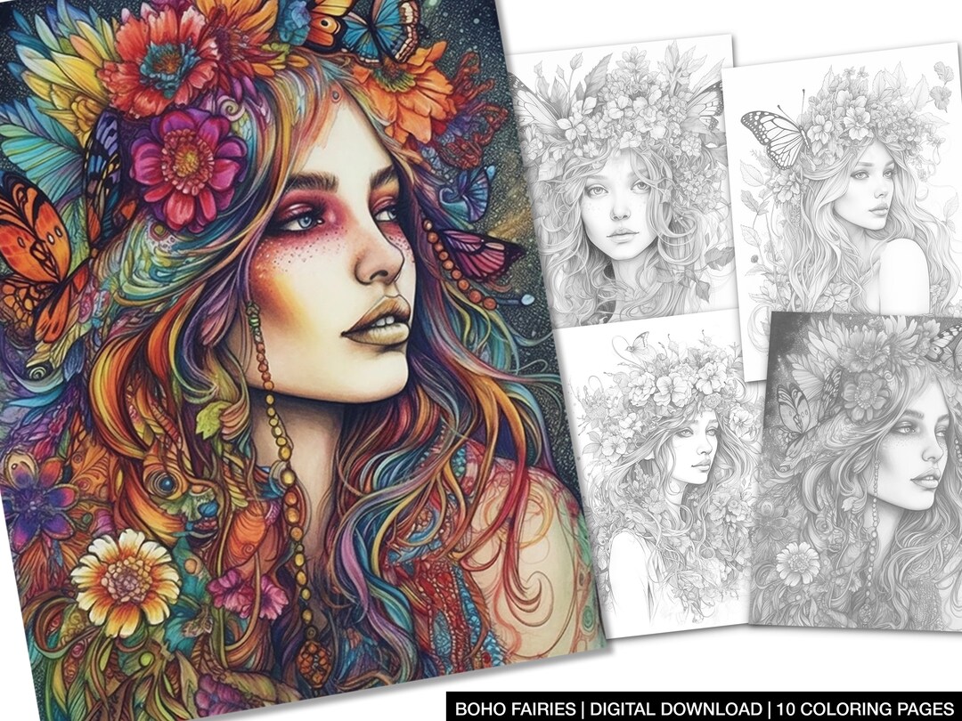 Printable Adult Coloring Page Greyscale Adult Coloring Boho - Etsy