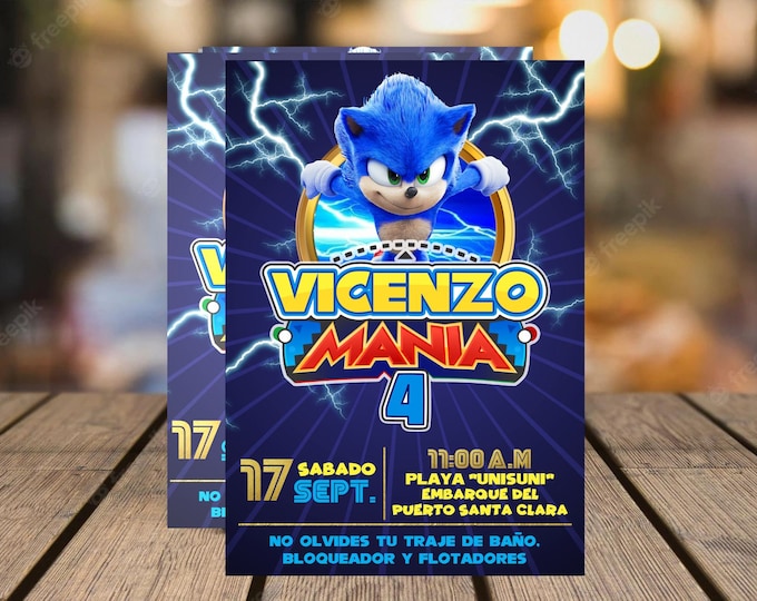 Sonic Birthday Invitation Card, Editable and Modifiable sonic Birthday ...