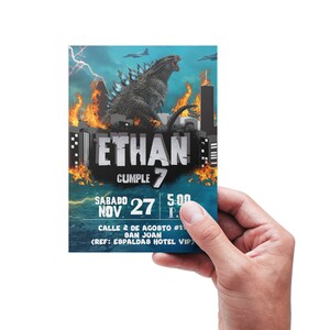 GODZILLA Birthday Invitation Card, Editable and Modifiable godzilla ...