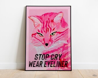 Funny Preppy Cat Poster - Etsy