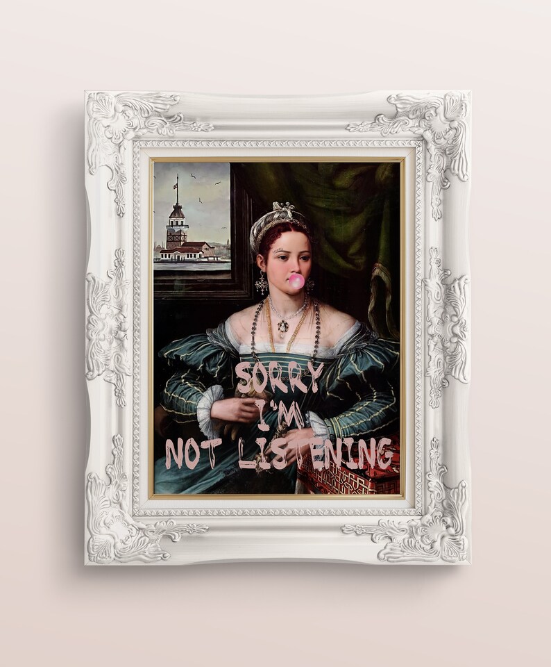 Bubble Gum Eclectic Alter Art Print Portrait, Renaissance Painting ...