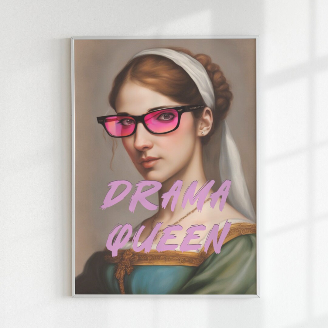 Feminist Art Drama Queen Quote Print | Vintage Painting Woman ...
