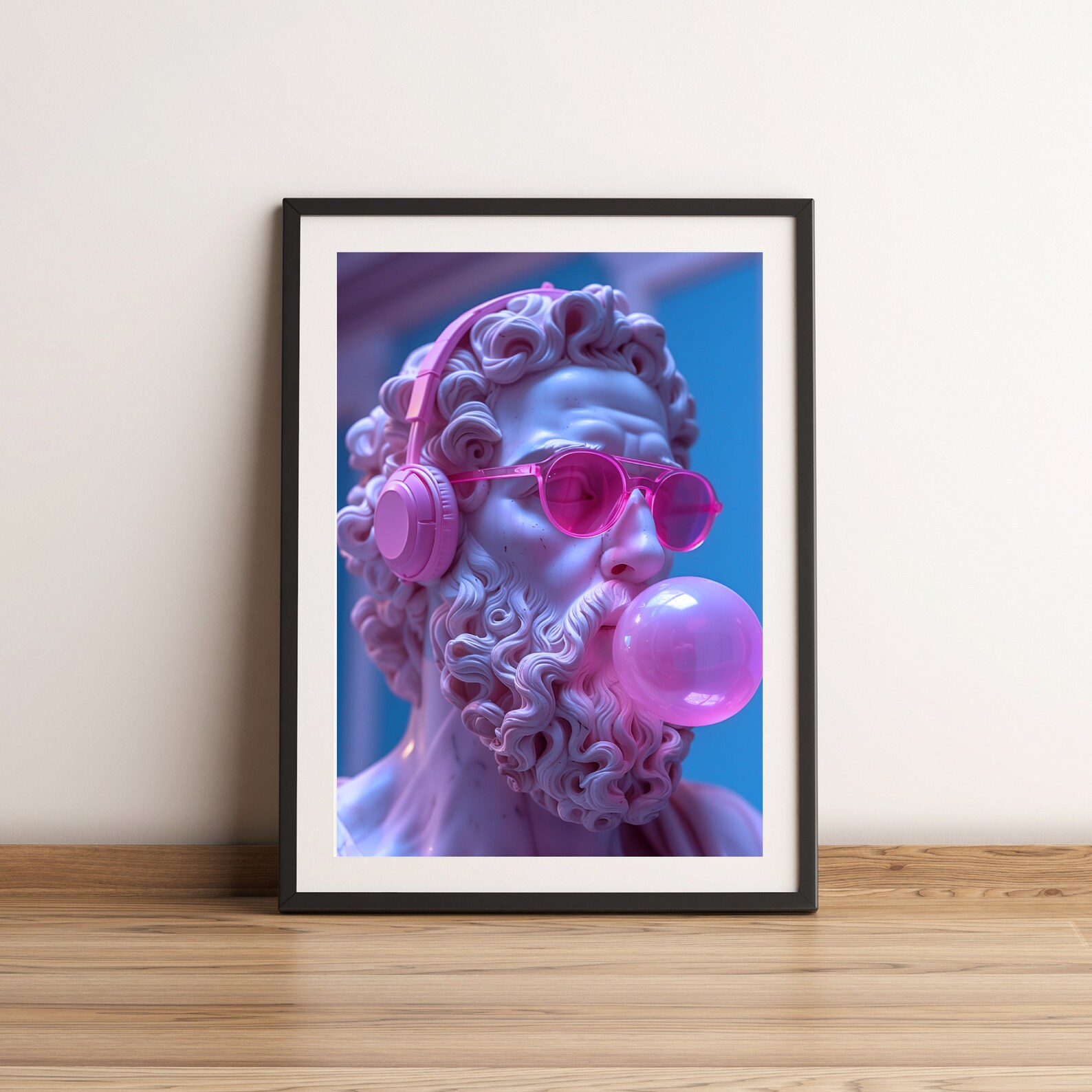 David Statue, Bubble Gum Art, Pink Eclectic Altered Art Print ...