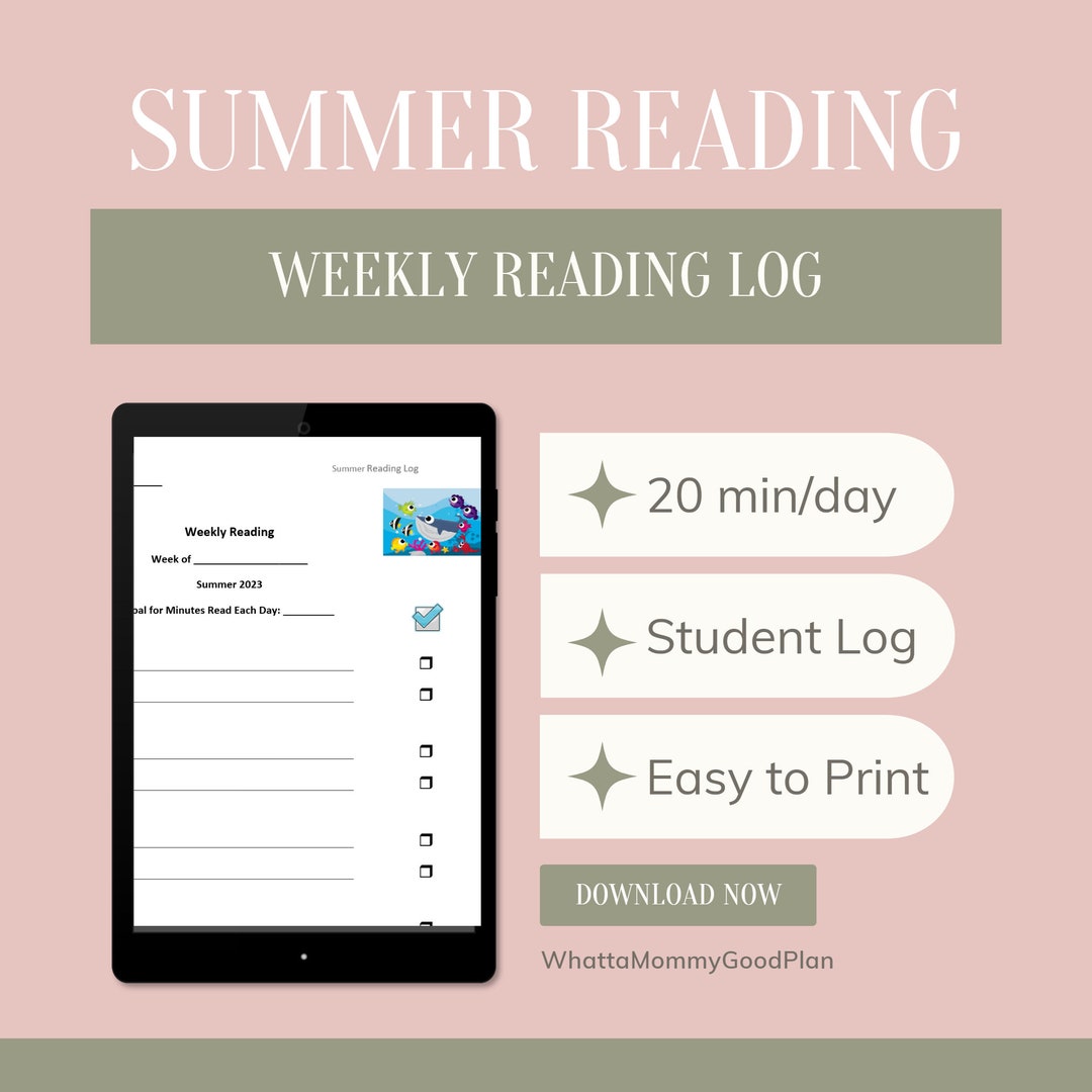 Summer Reading Log! Weekly Tracker - Etsy