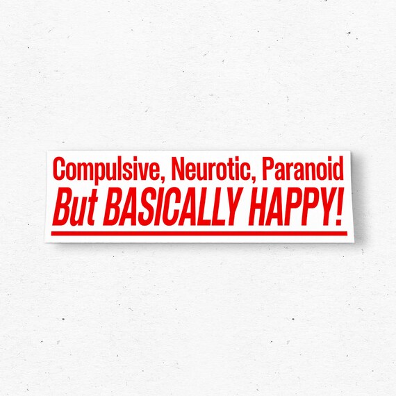 Basically Happy Bumper Sticker Funny Vintage Style Vinyl - Etsy