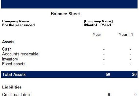 Simple Balance Sheet Template Accounting - Etsy