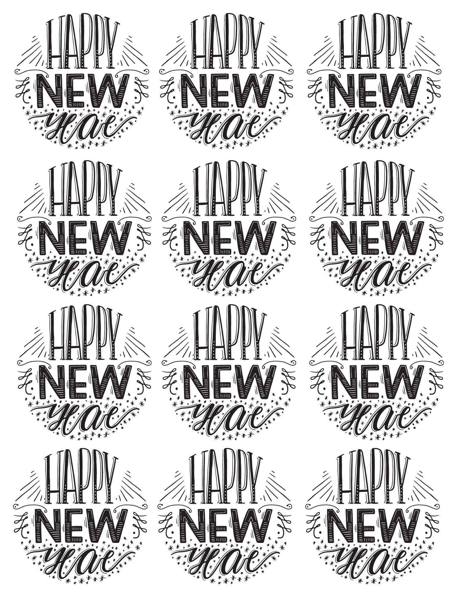 New Year's Tags, New Years Tags, Printables, New Year's Favor Tags, New ...