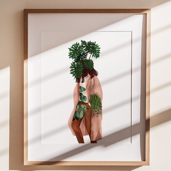 Coffee Break in Plant Room Illustration, Plant Lady Art Print ...