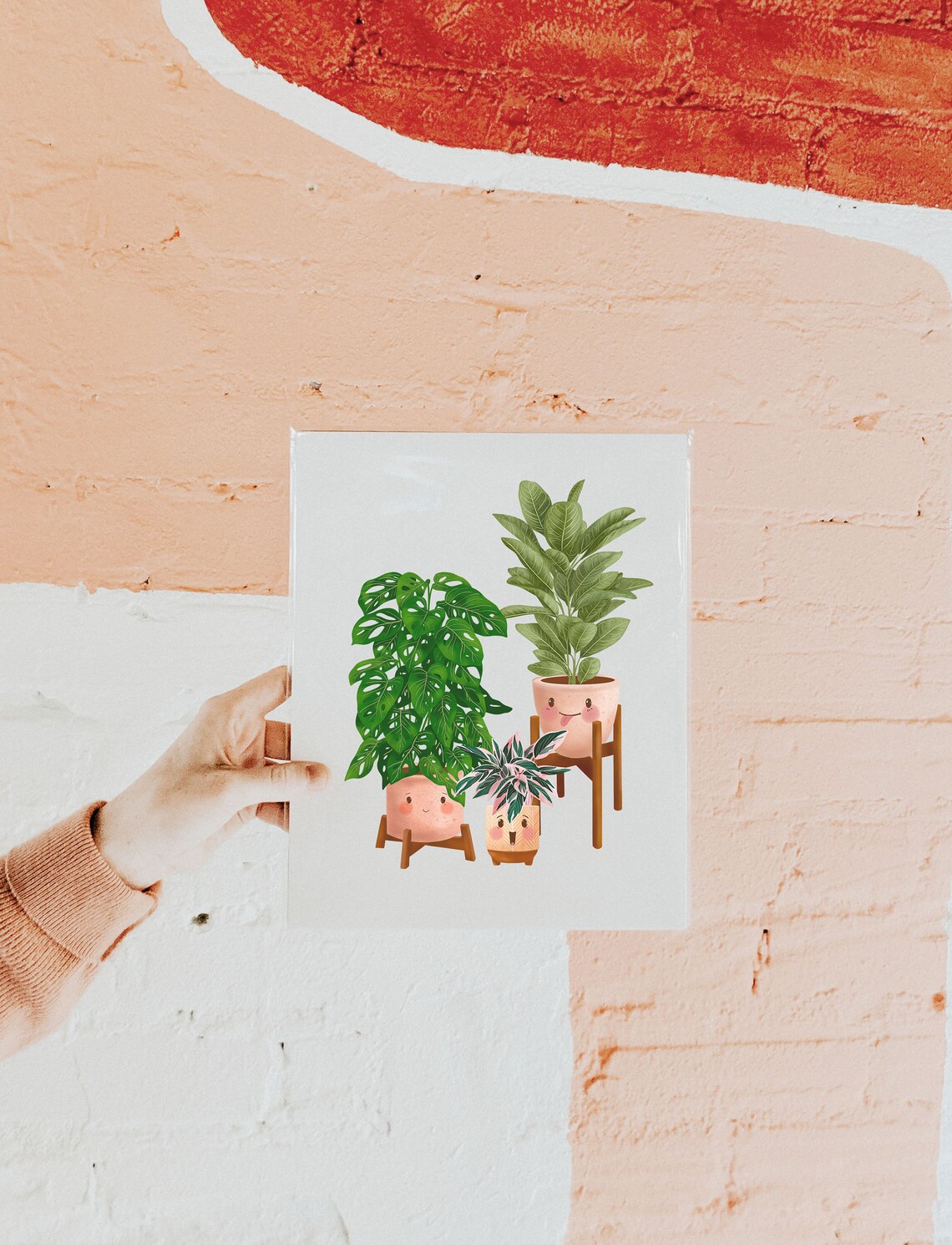 Cute Plant Friends Art Print Happy Face Plants Happy Plants - Etsy