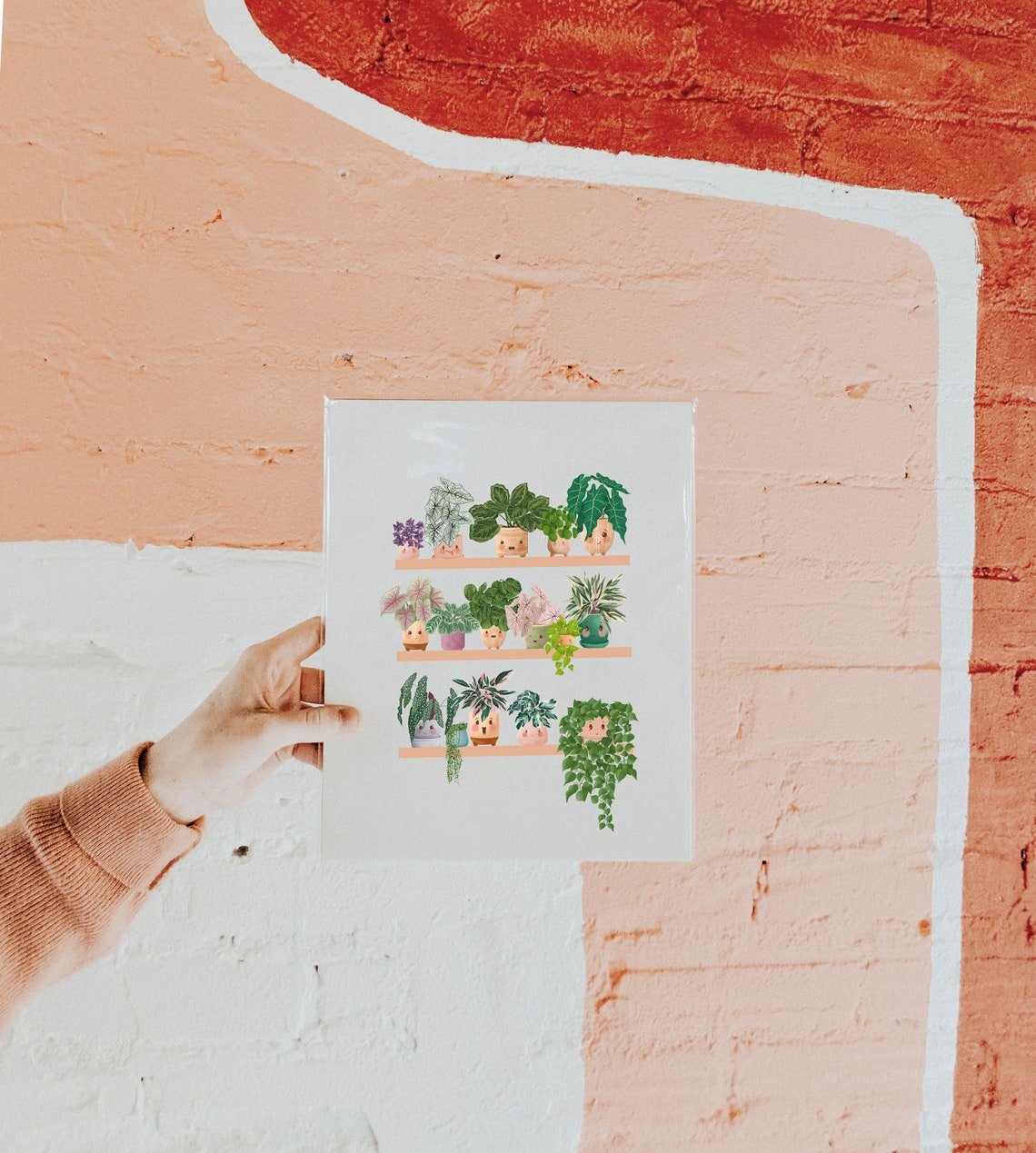 Happy Plants Club Illustration, Plants on A Shelf, Cute Digital Plants ...