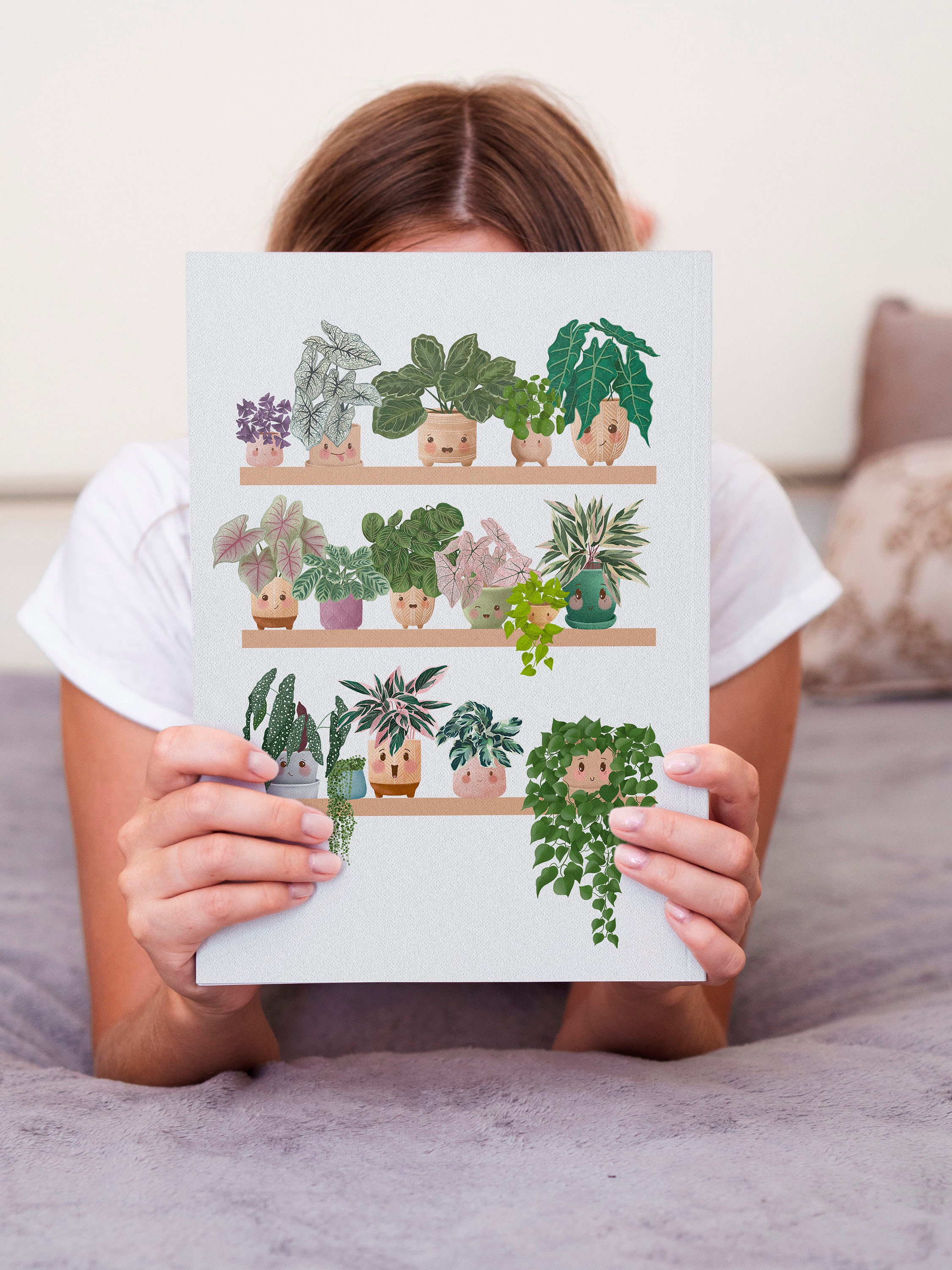 Happy Plants Club Illustration, Plants on A Shelf, Cute Digital Plants ...