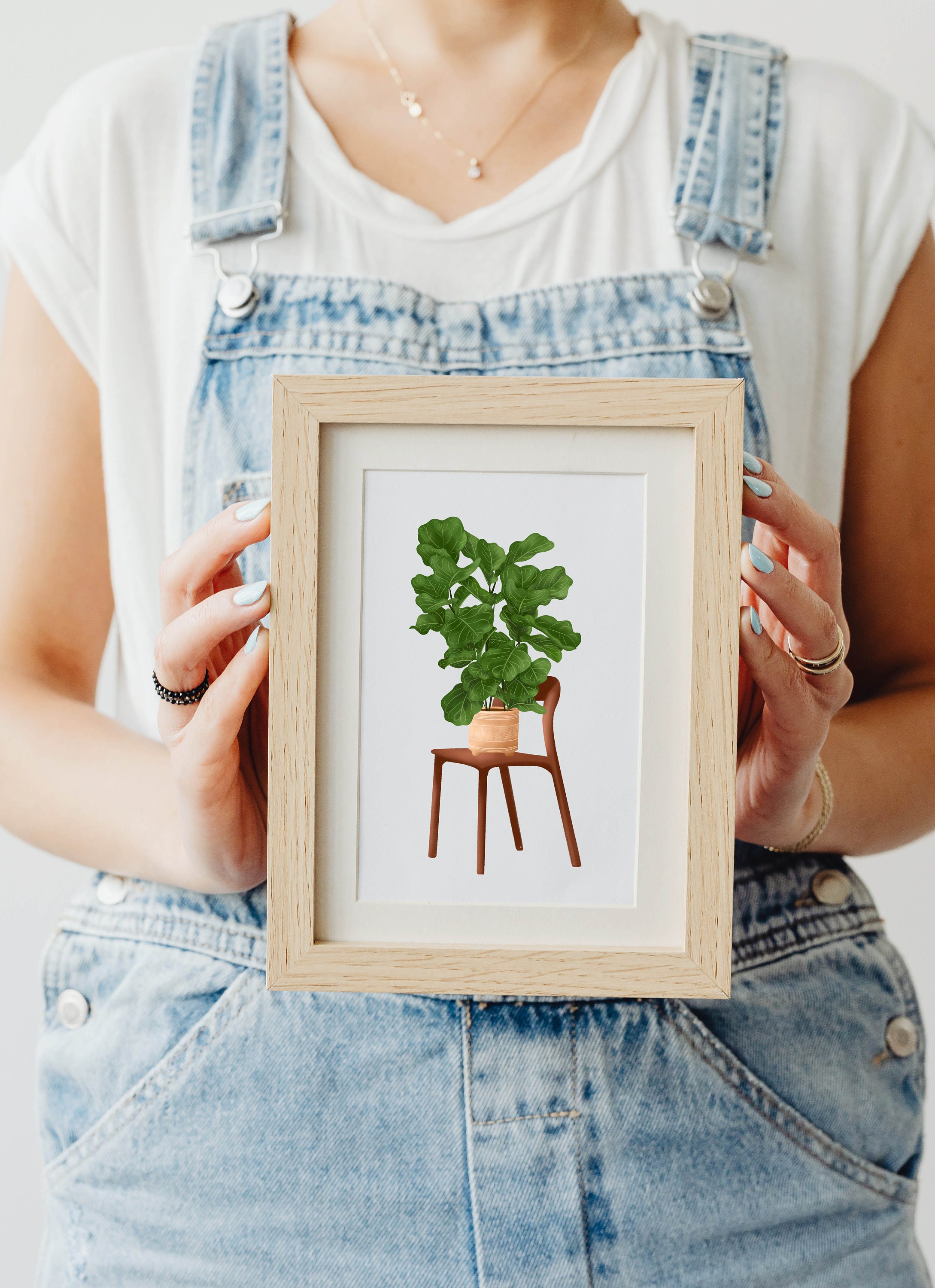 Fiddle Leaf Fig Plant Print, Illustration Minimal Botanical ...