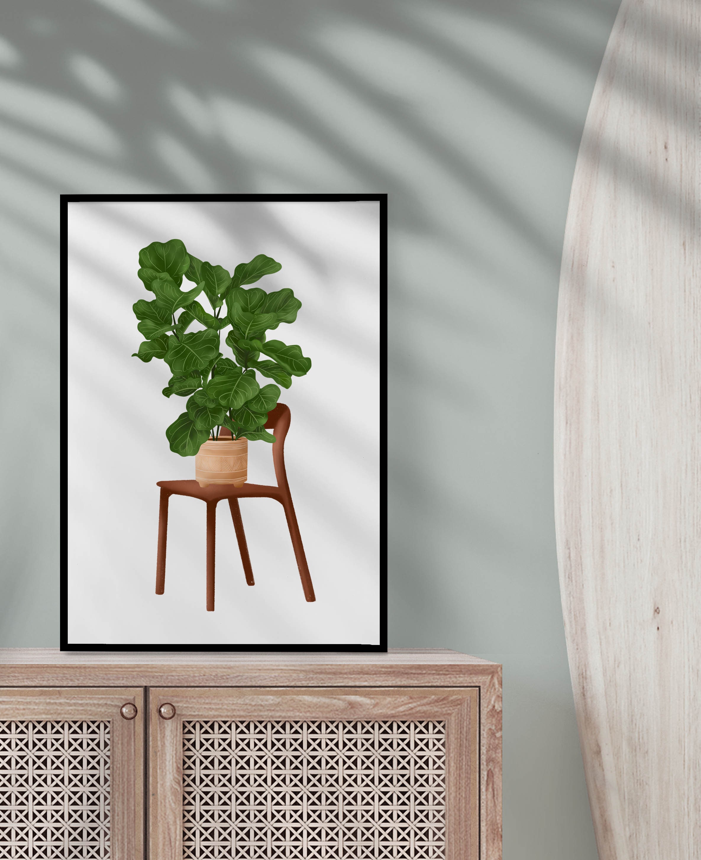 Fiddle Leaf Fig Plant Print, Illustration Minimal Botanical ...