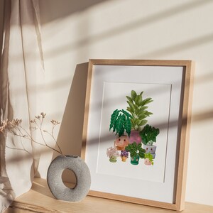Cute Plant Friends Art Print, Happy Face Plants, Happy Plants Club ...