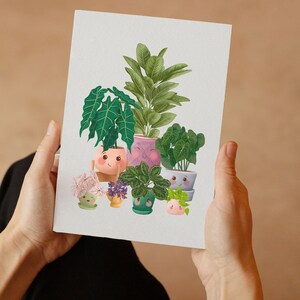 Cute Plant Friends Art Print, Happy Face Plants, Happy Plants Club ...