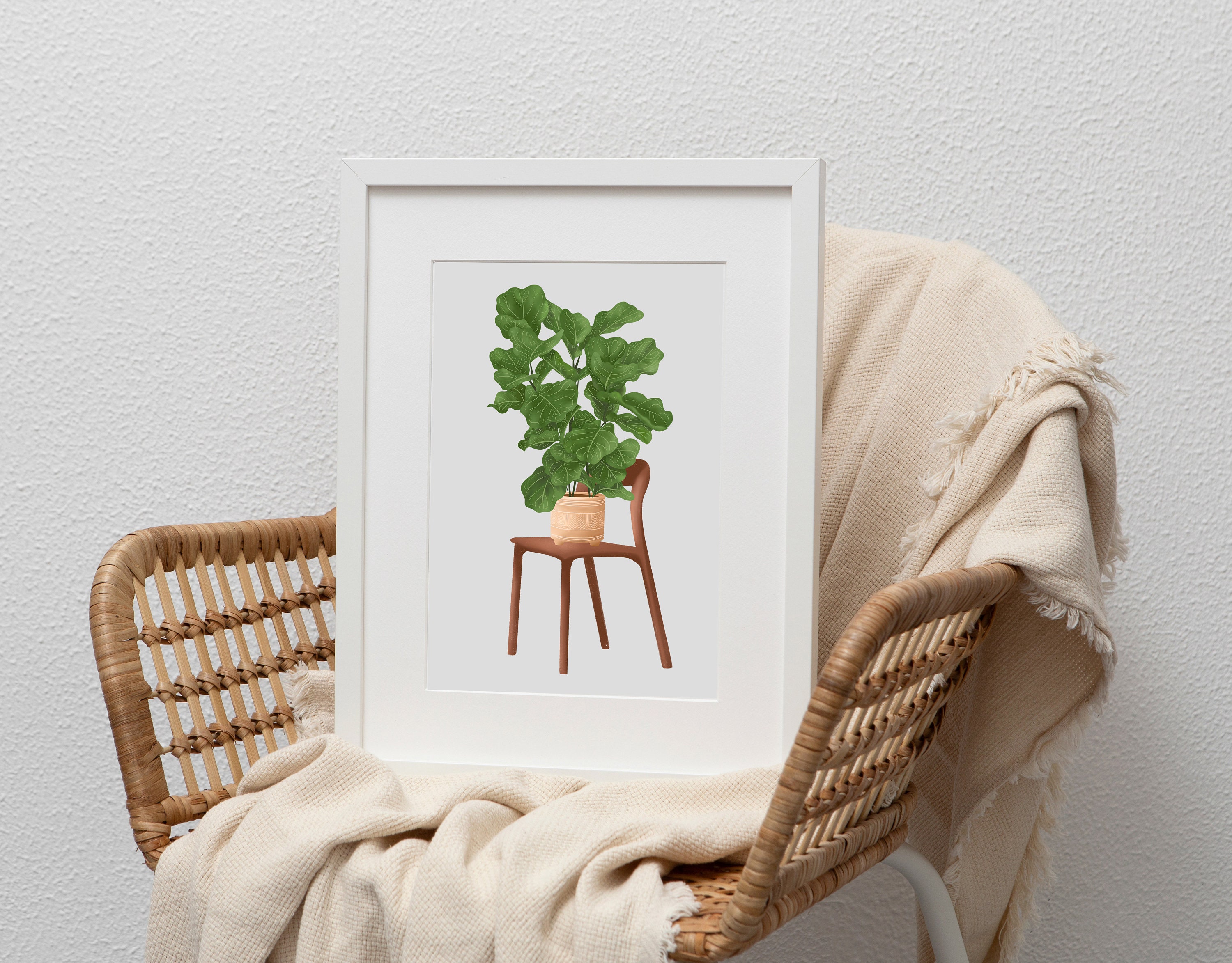 Fiddle Leaf Fig Plant Print, Illustration Minimal Botanical ...