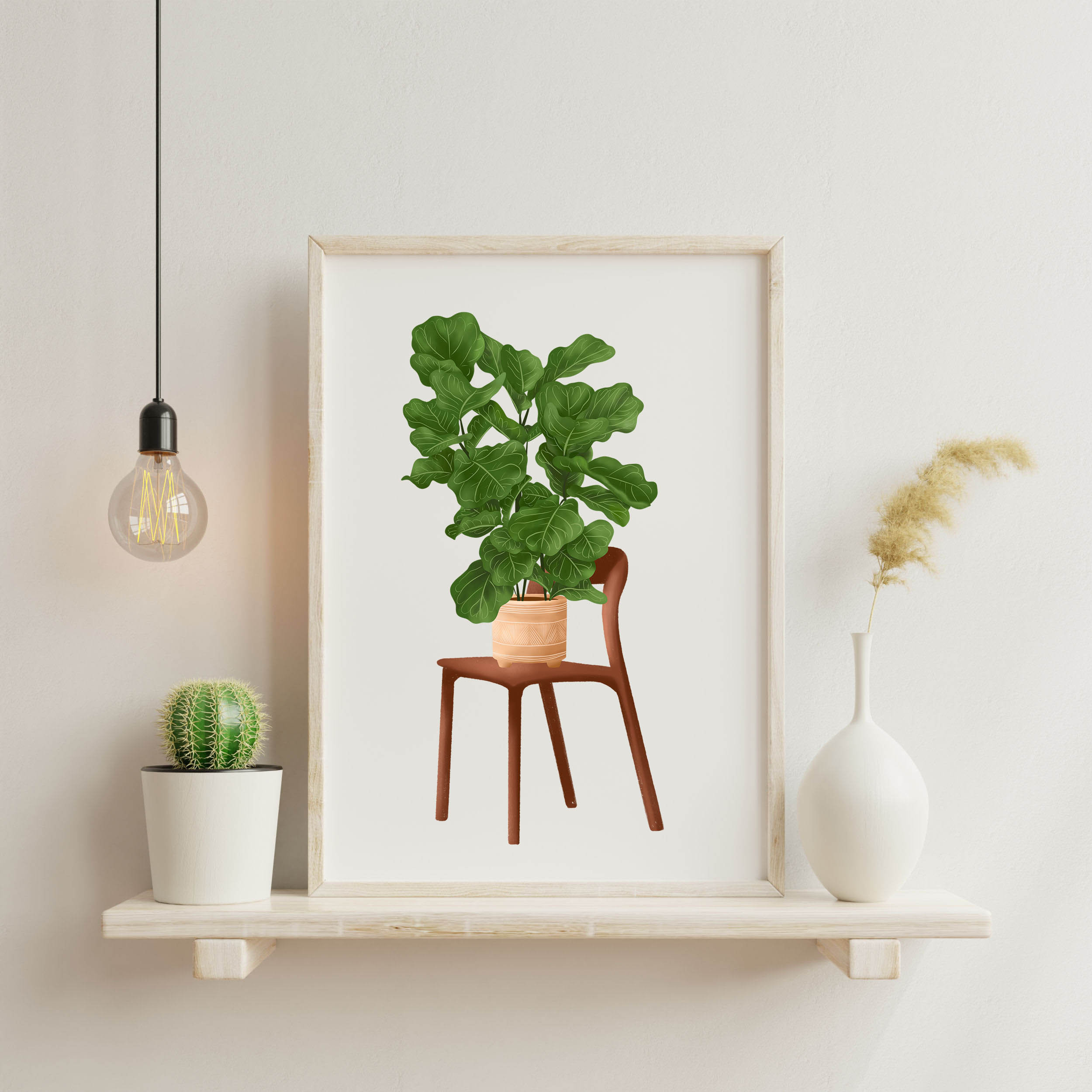 Fiddle Leaf Fig Plant Print, Illustration Minimal Botanical ...