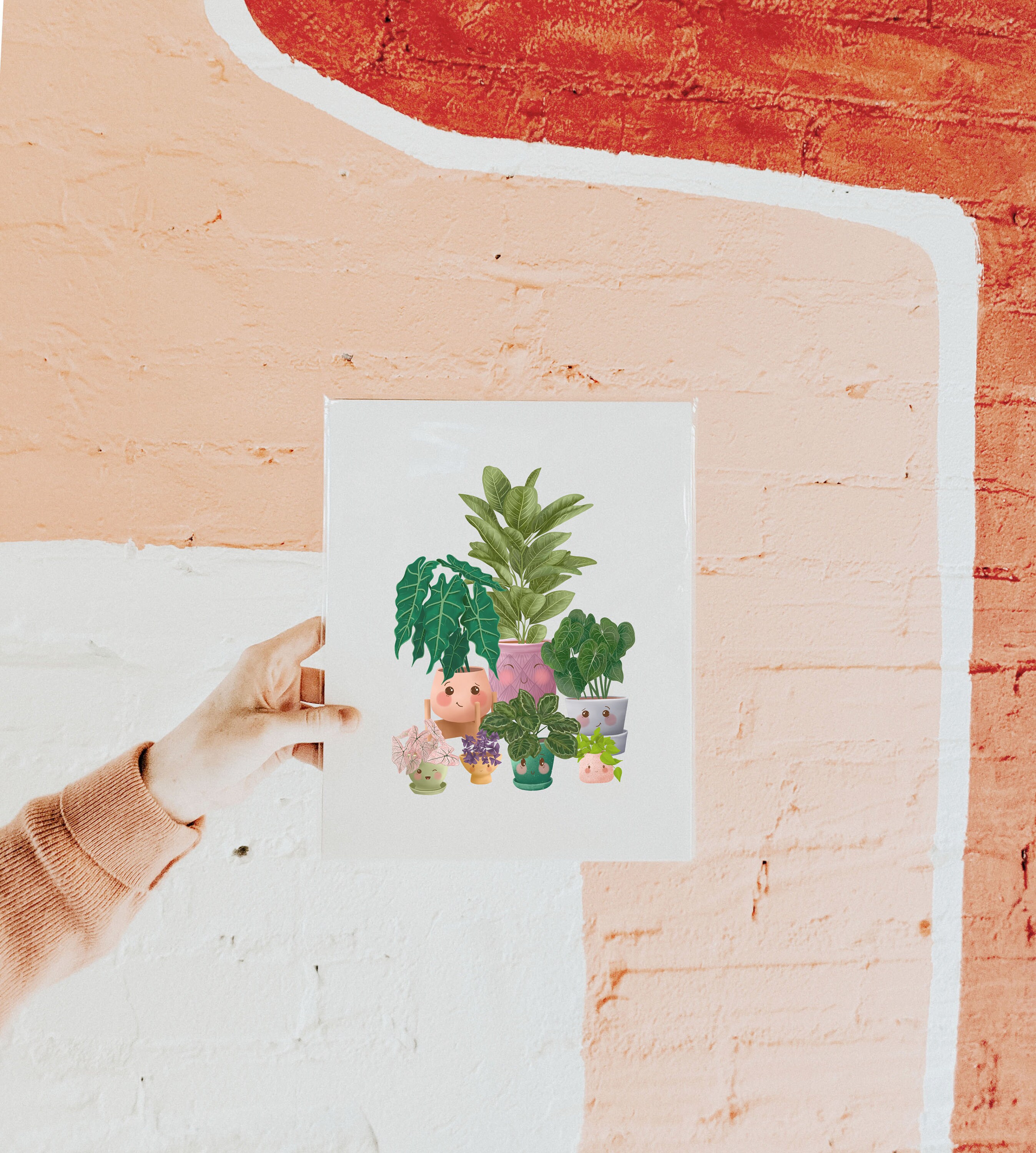 Cute Plant Friends Art Print, Happy Face Plants, Happy Plants Club ...