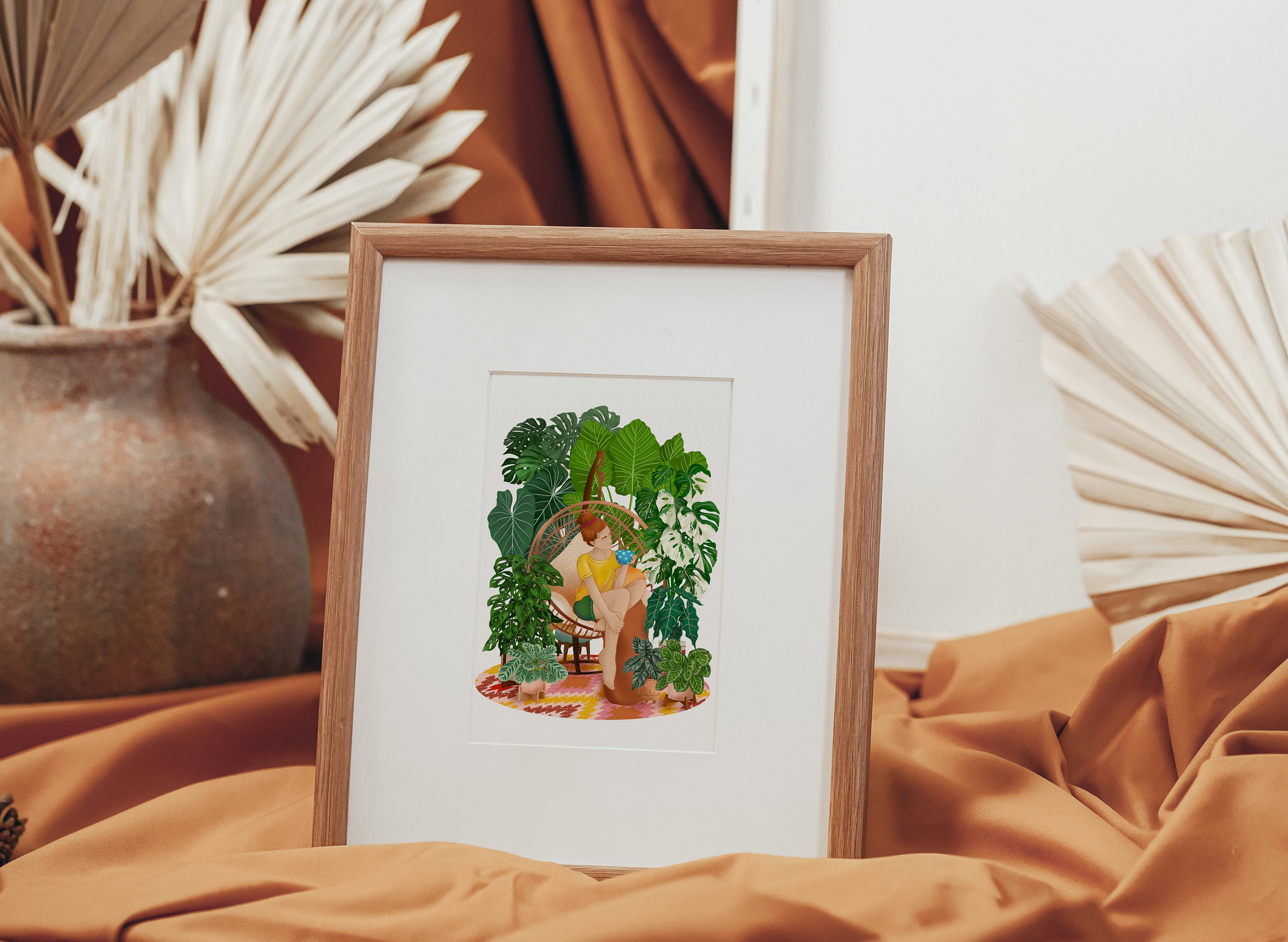 Coffee Break in Plant Room Illustration, Plant Lady Art Print ...