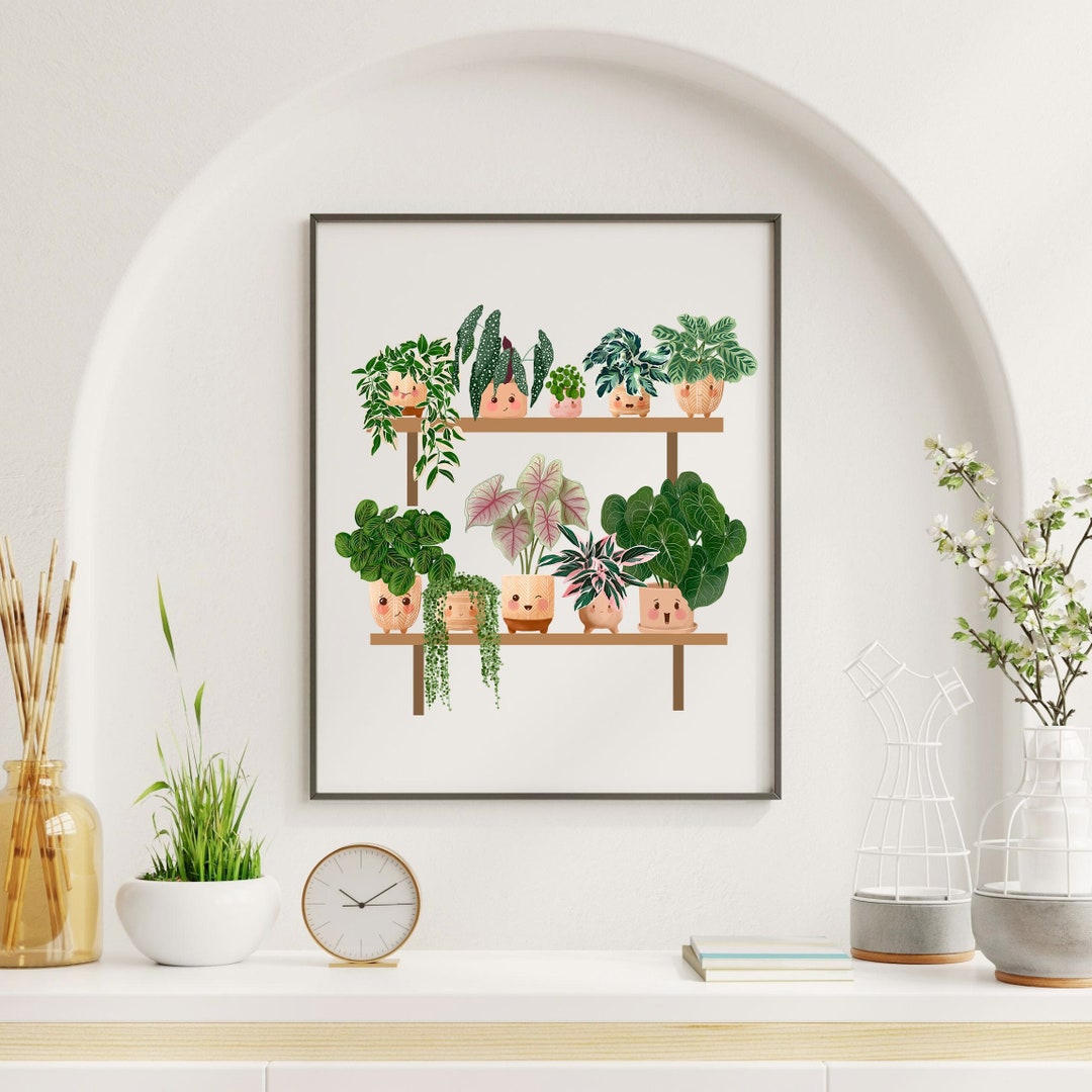 Cute Plants Art Print, Happy Plants Club Illustration No 4, Botanical ...