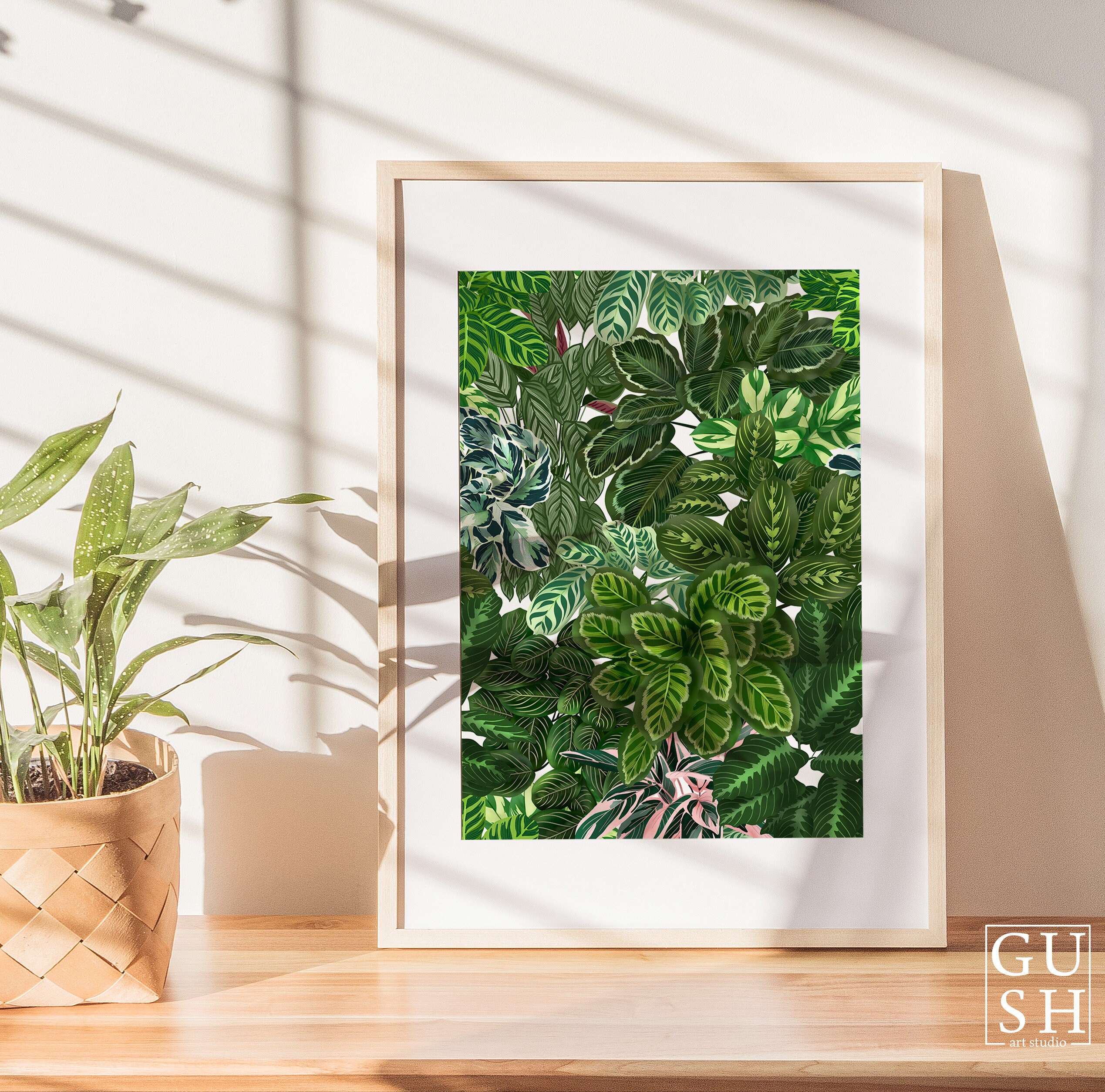 Urban Jungle Art Print 5, Plants Poster, Calathea Plants Illustration ...