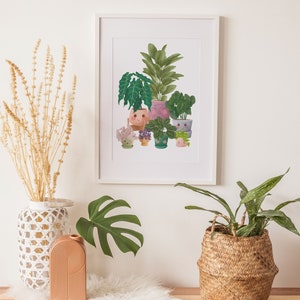 Cute Plant Friends Art Print, Happy Face Plants, Happy Plants Club ...