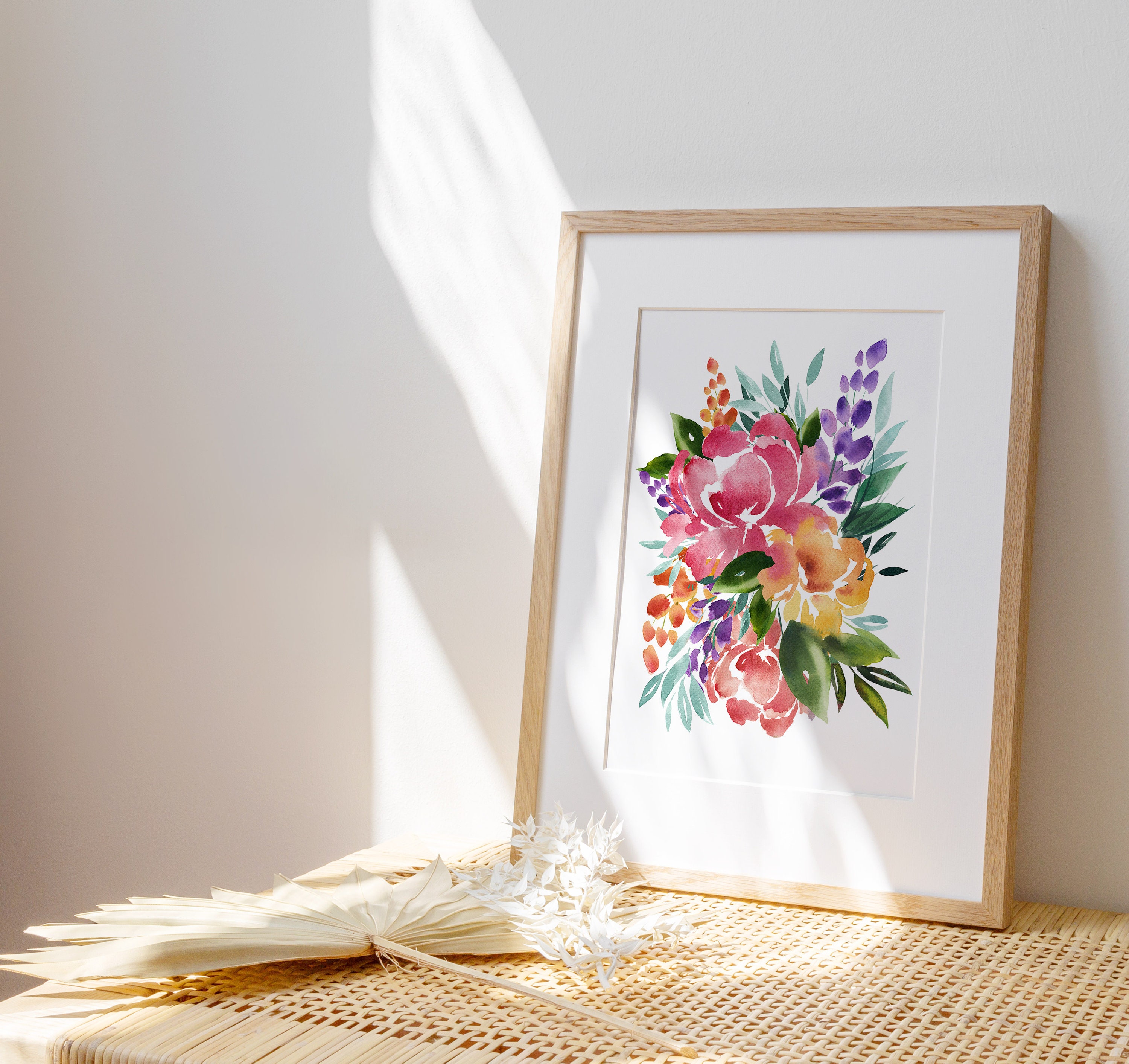 Abstract Floral Bouquet Prints, Watercolour Flowers Illustration ...