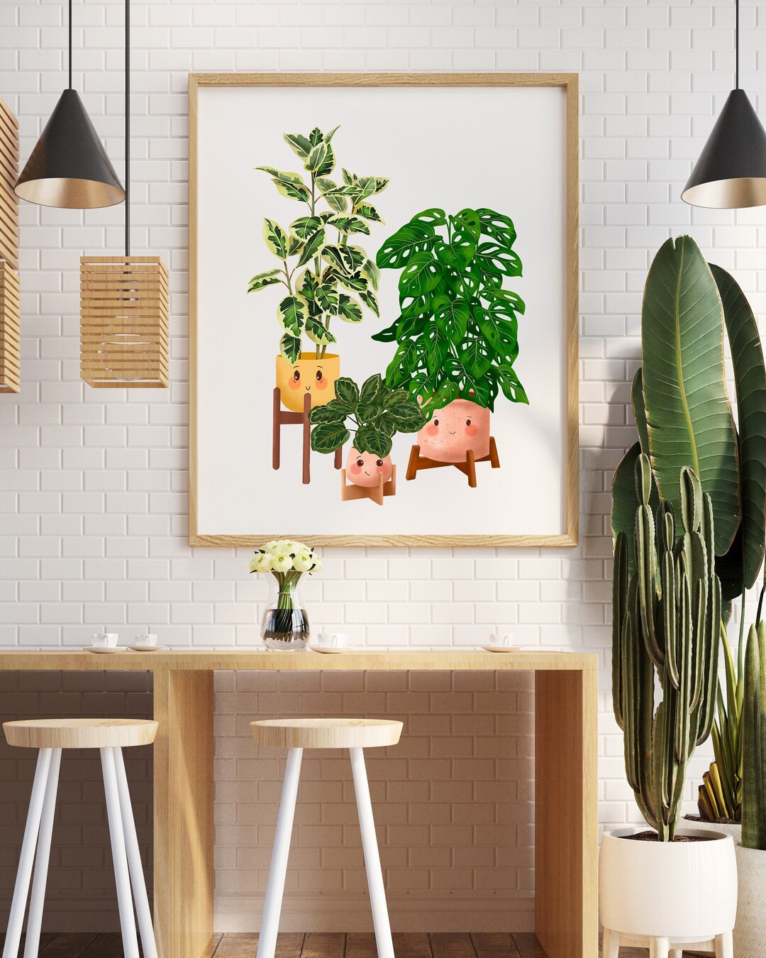 Happy Plants Club Illustration No 11, Friends Art Print, Cutie Face ...