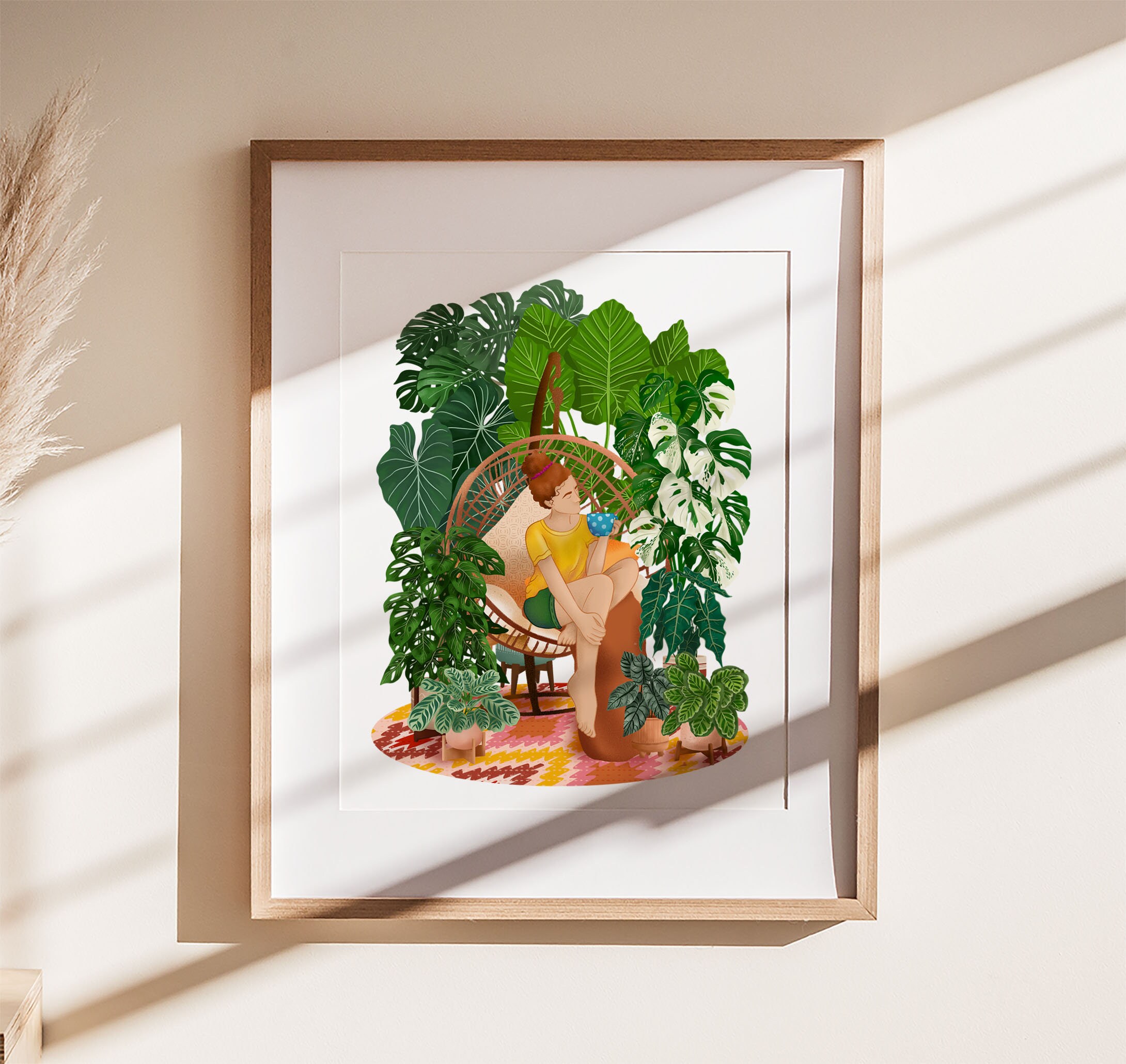 Coffee Break in Plant Room Illustration, Plant Lady Art Print ...