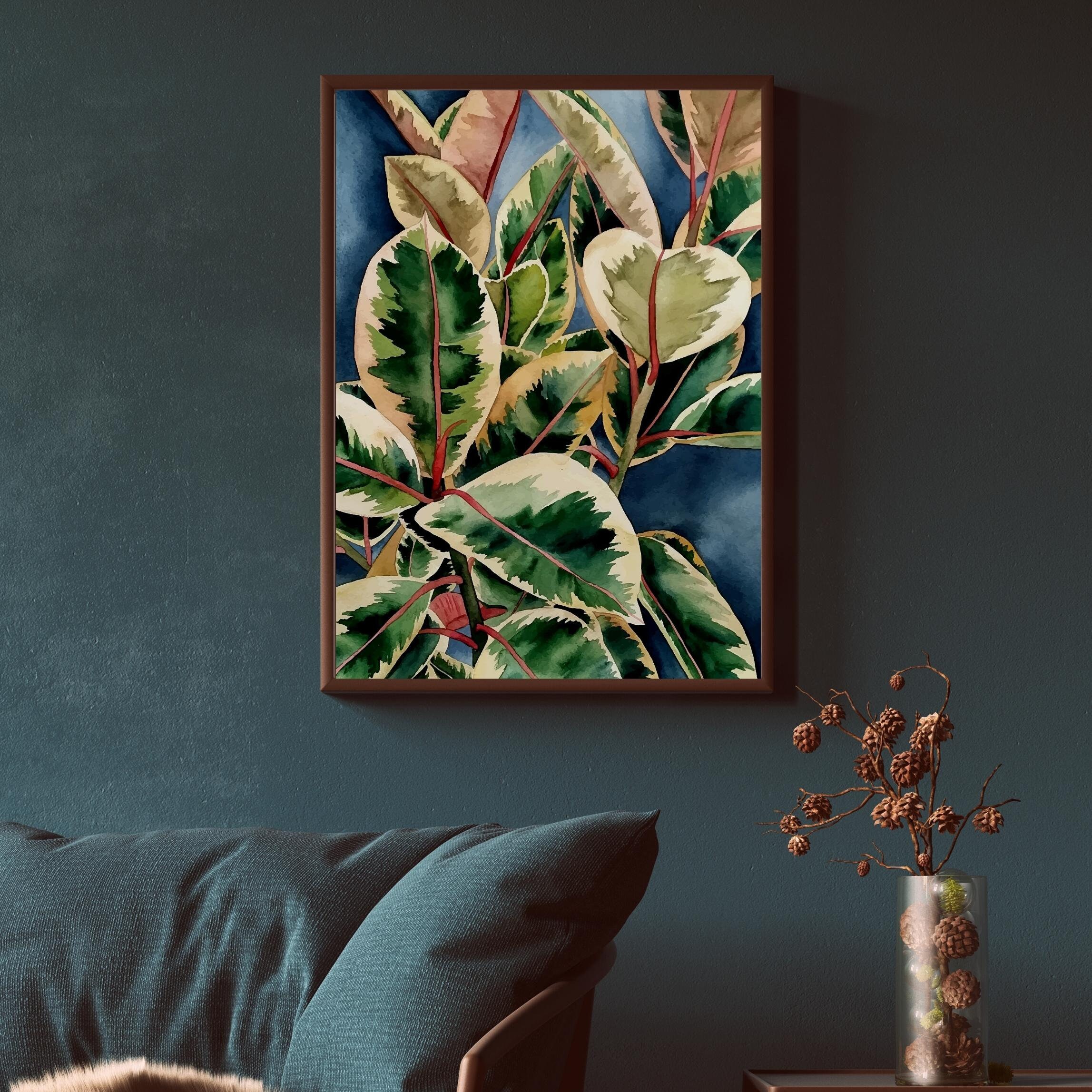 Ficus Elastica Art Print, Houseplant Illustration Print, Plant Lovers ...