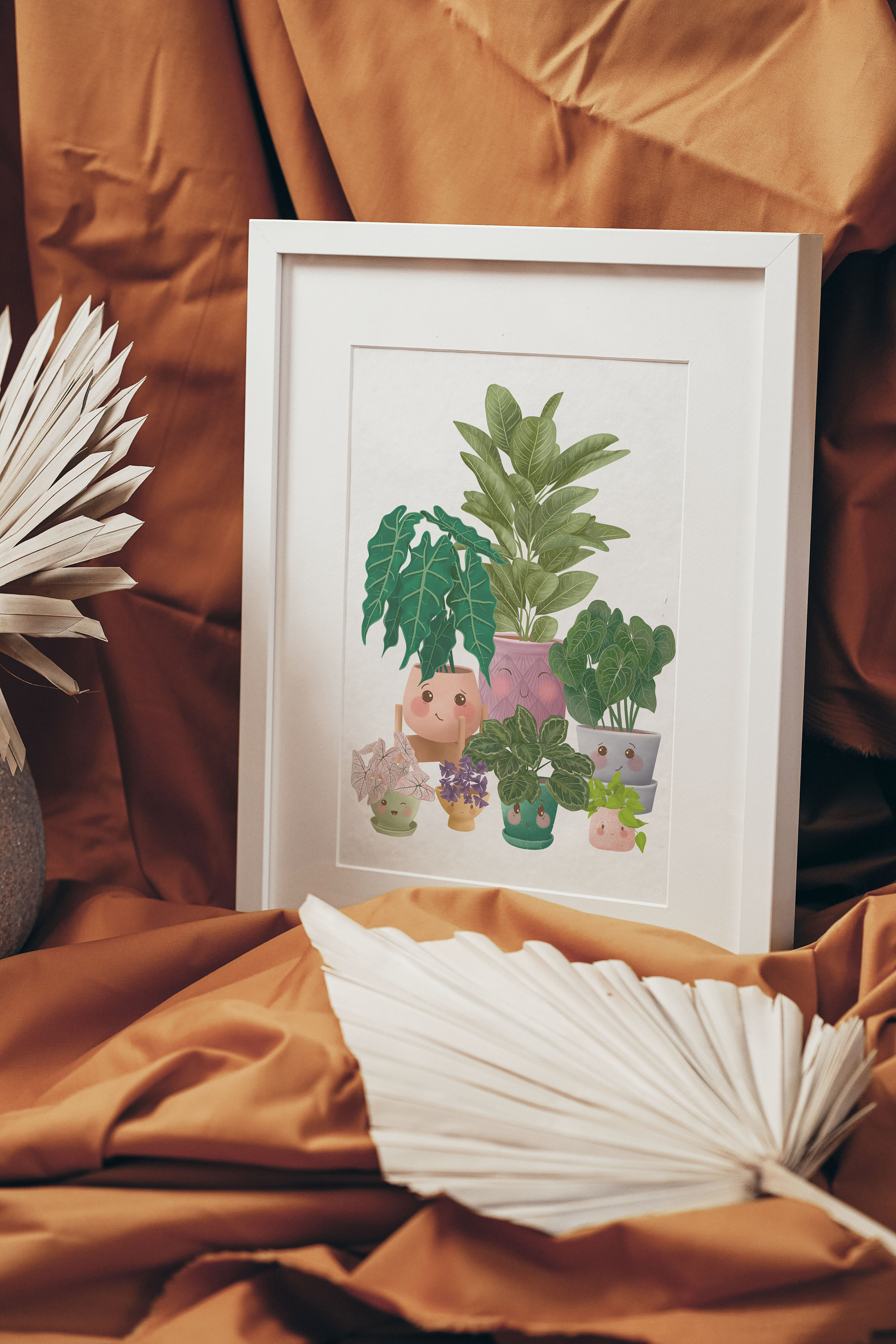 Cute Plant Friends Art Print Happy Face Plants Happy Plants - Etsy