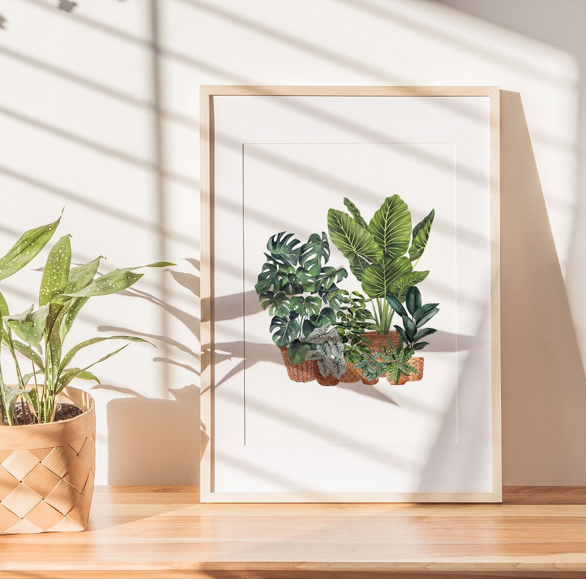 Philodendron, Monsters Deliciosa, Caladium Plants Art, Plant Lover Gift ...