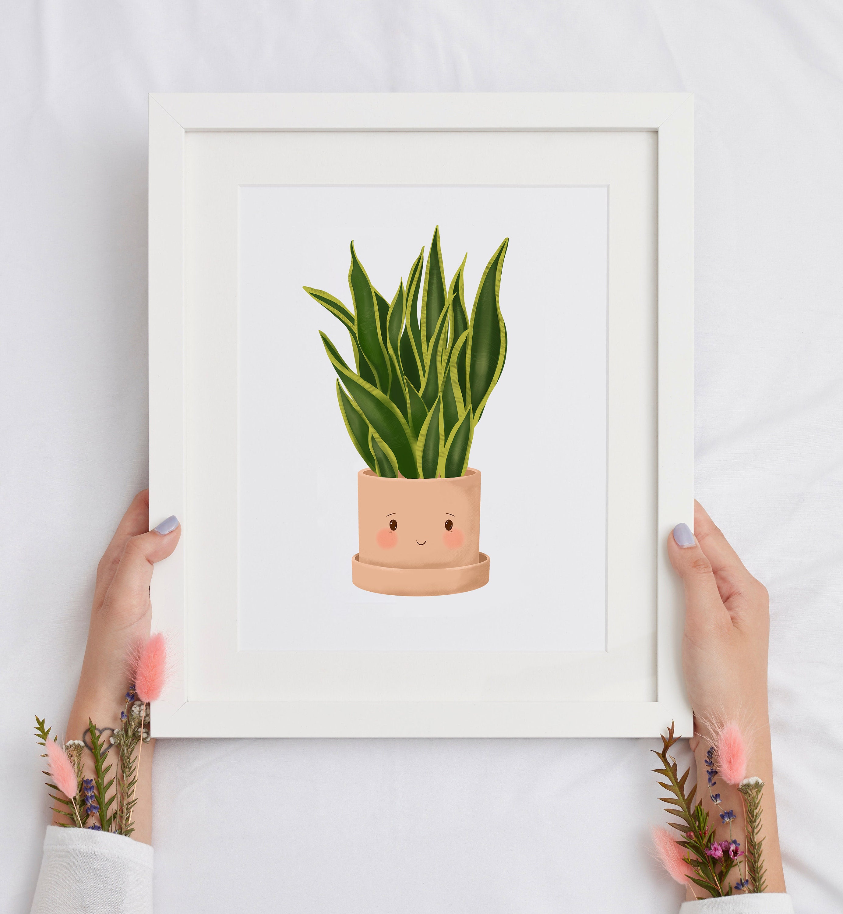 Cute Snake Plant Art Print Happy Plants Club Illustration - Etsy