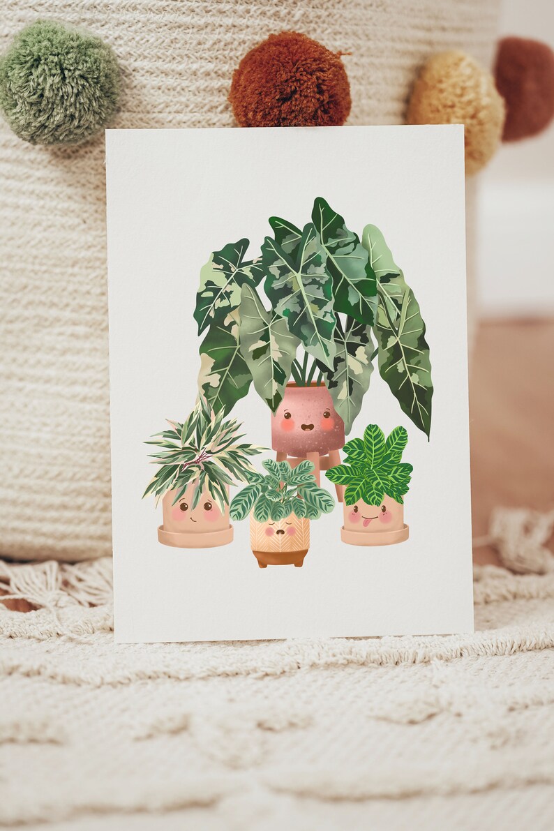Happy Plants Club Illustration No 2, Happy Face Plants, Simple ...