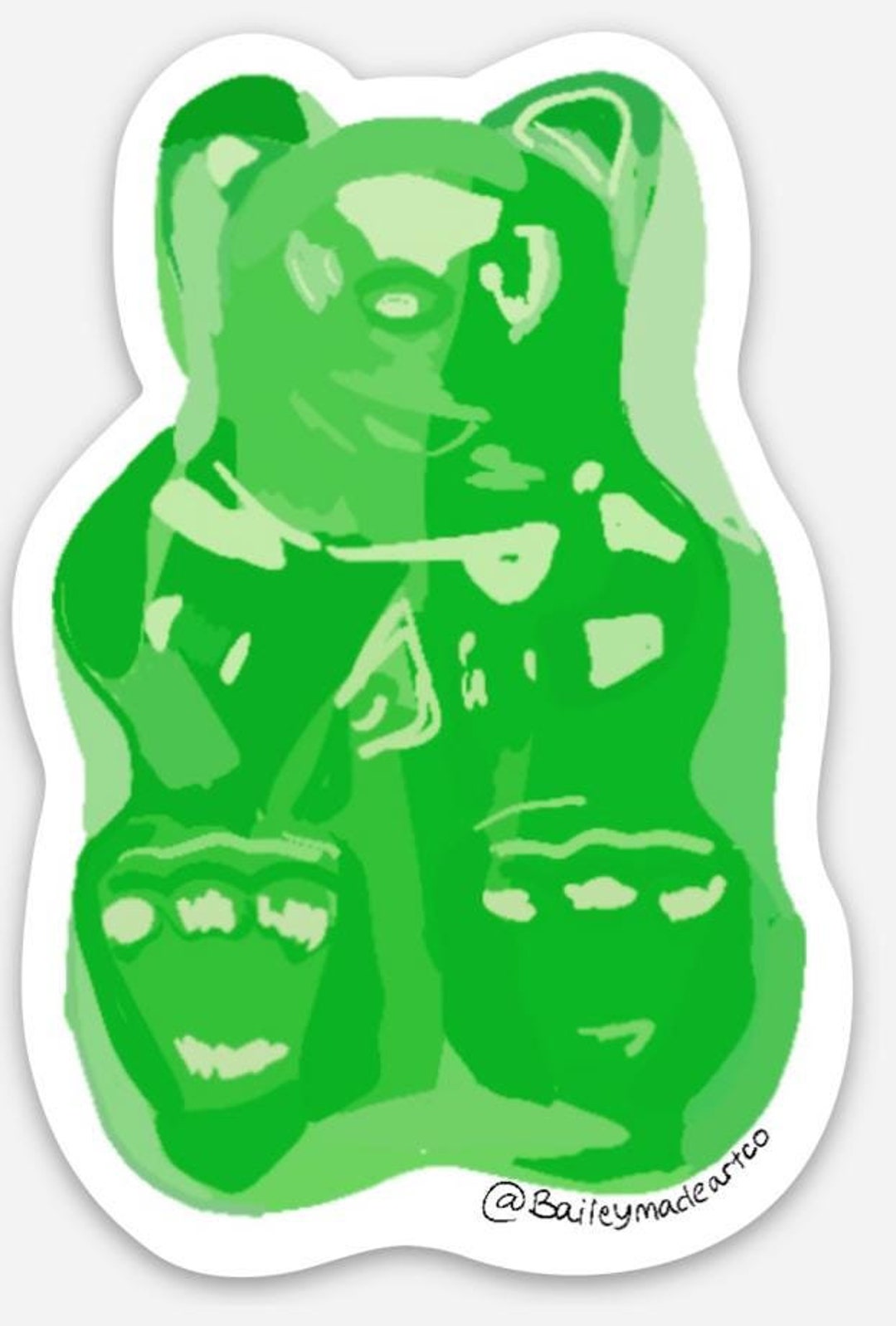 Green Gummy Bear Vinyl Sticker, Nostaligic Vibes, Sweet Stickers, Vinyl ...