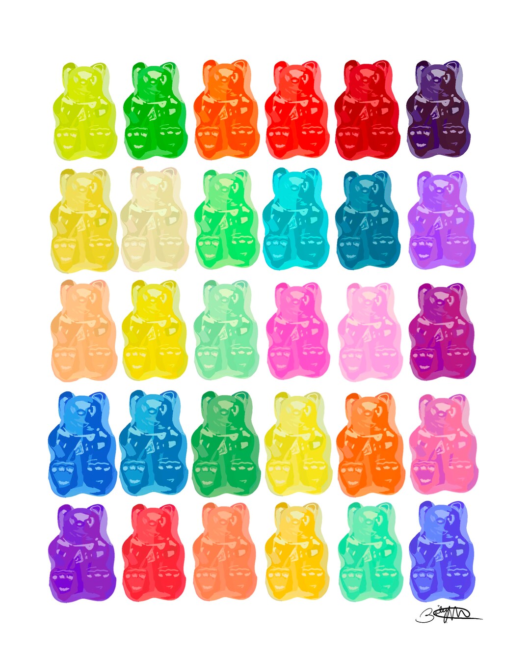 Rainbow Gummy Bears Art Print, Rainbow Art, Multi Gummy Bears ...