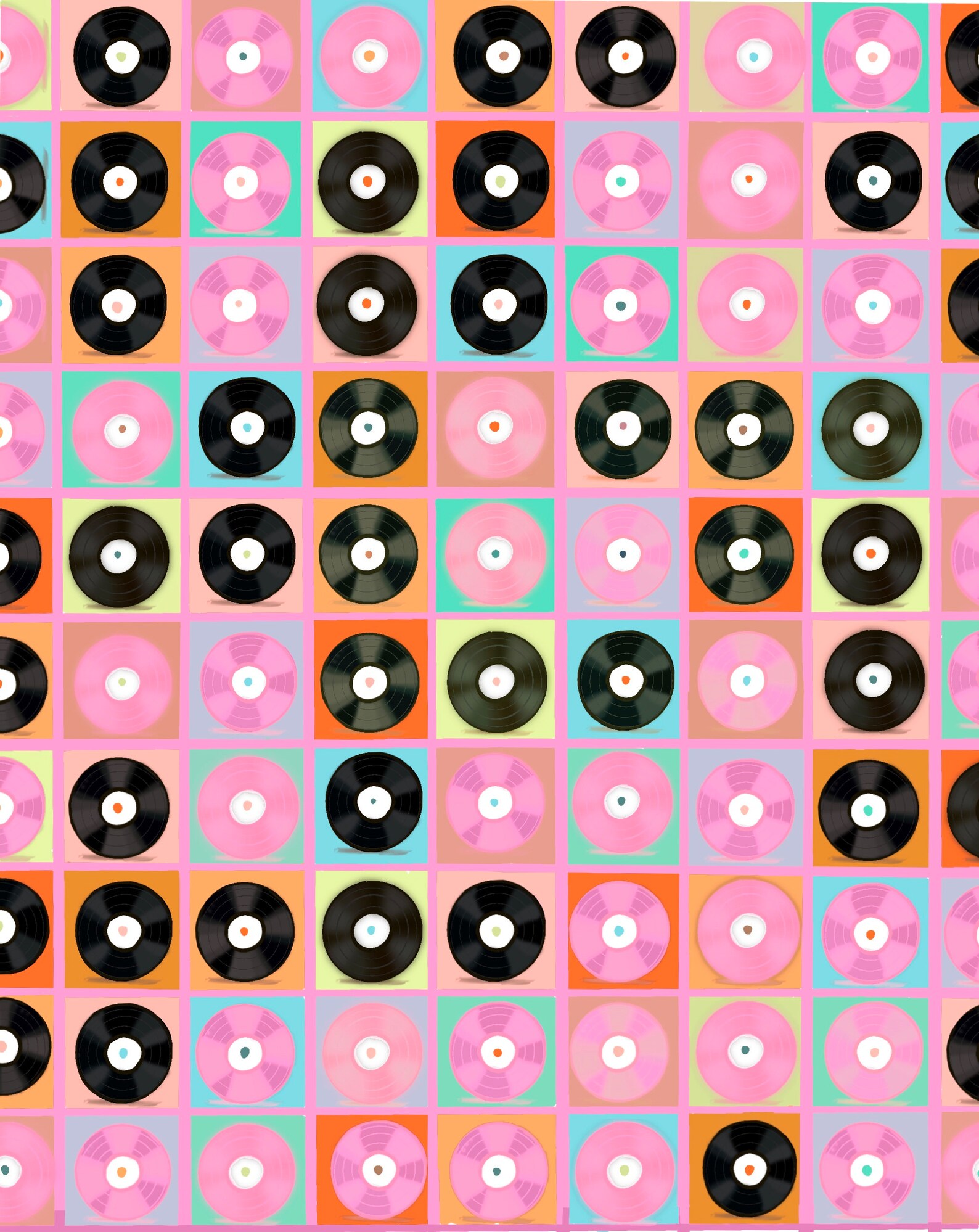 Pink Aesthetic Records Artwork Print, Orange Records Print - Etsy