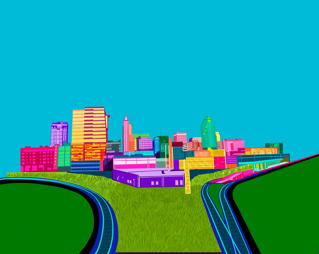 Raleigh Skyline Print, Raleigh Skyline Painting, Raleigh, North ...