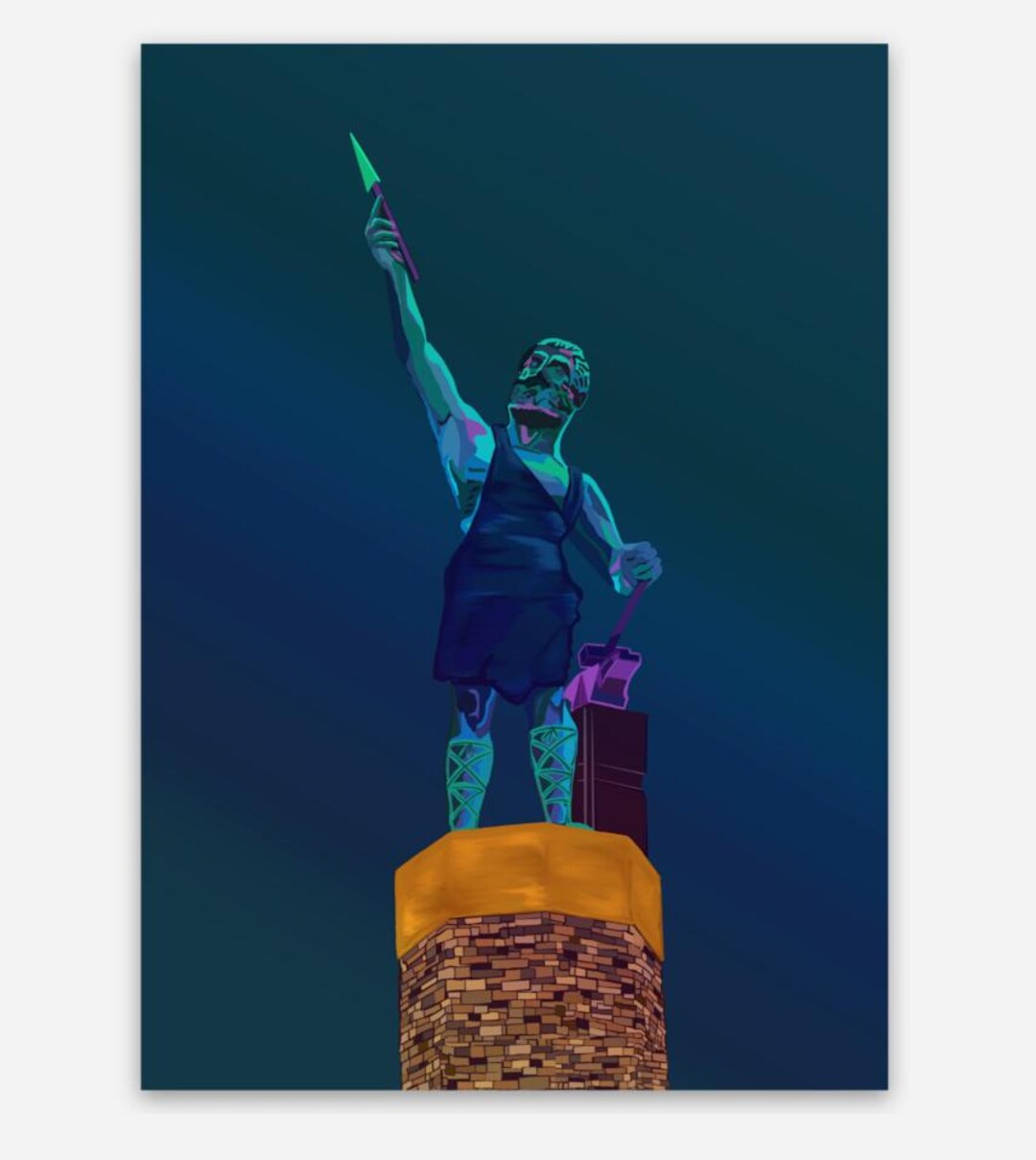 Blue Holographic Vulcan Vinyl Sticker | Birmingham, Alabama Souvenir ...