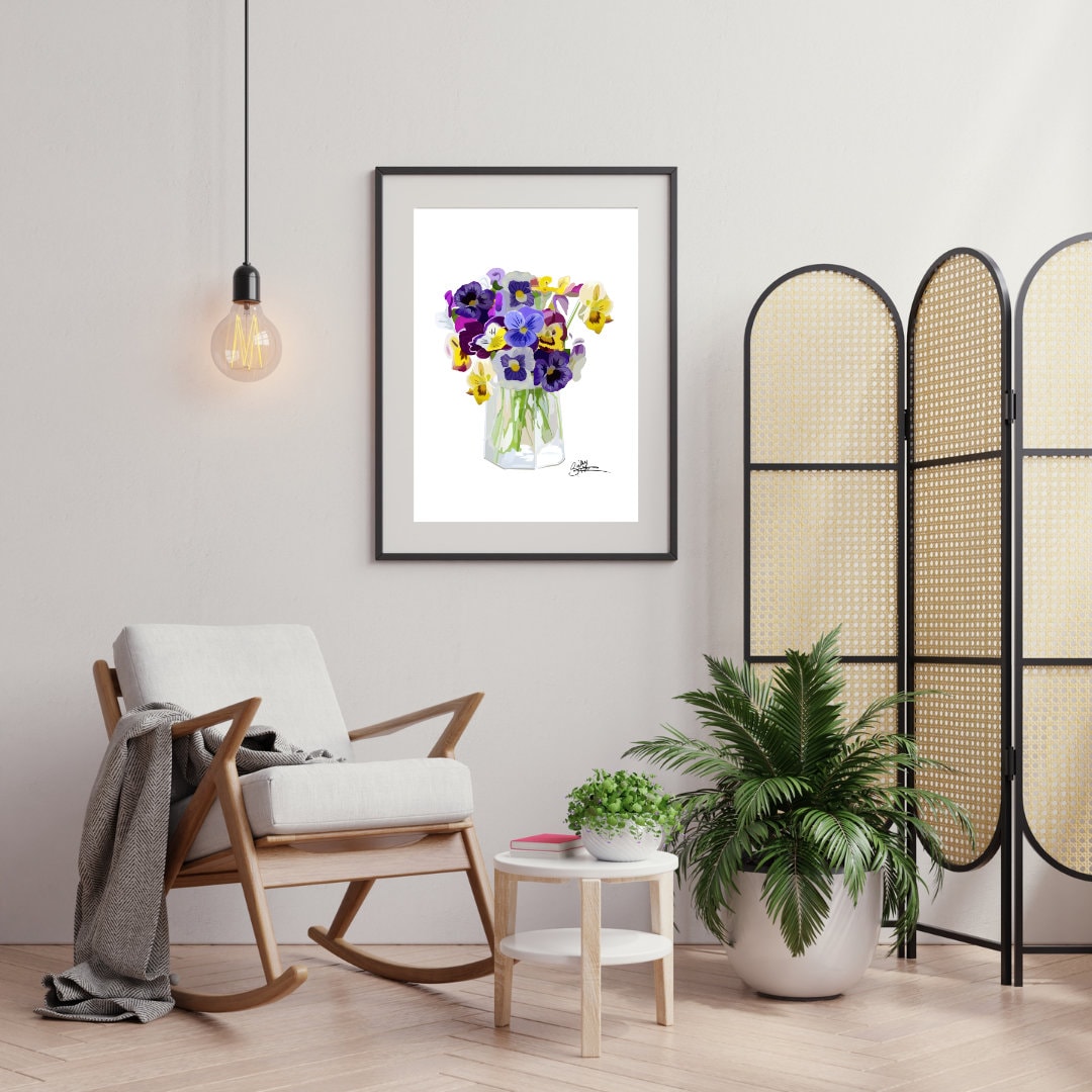Pansie Bouquet, Pansy Flowers Painting, Colourful Flowers Wall Art ...