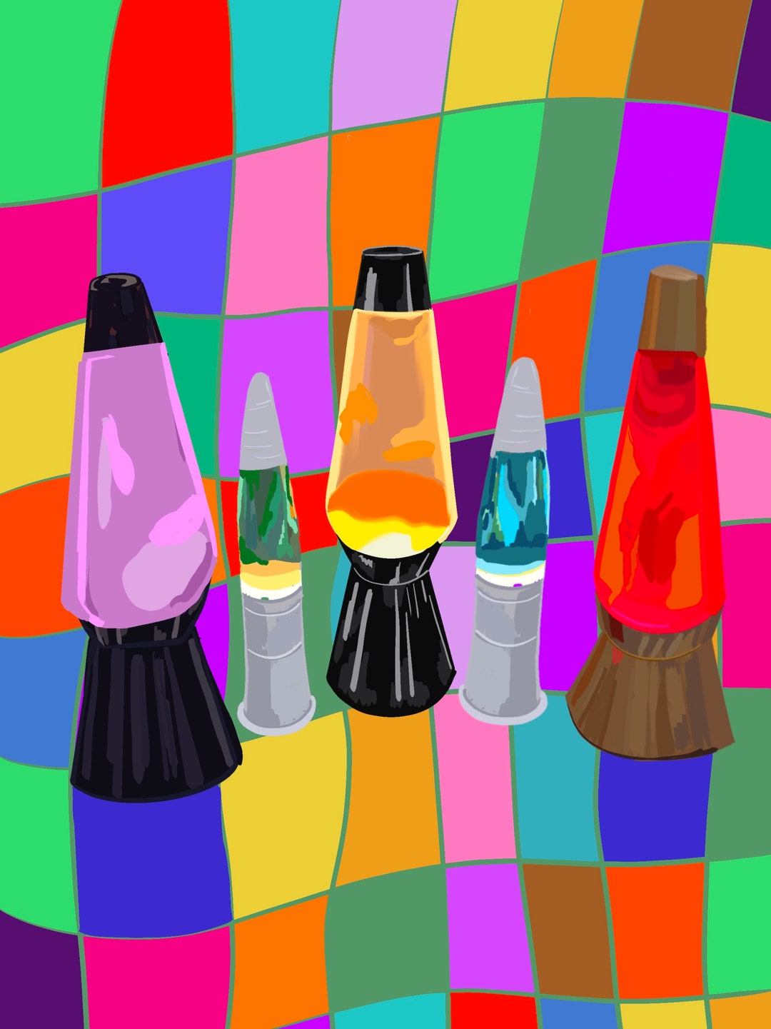 Rainbow Lava Lamps Print - Etsy
