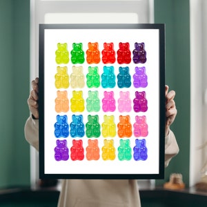 Rainbow Gummy Bears Art Print, Rainbow Art, Multi Gummy Bears ...