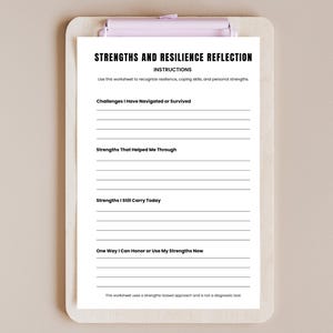 Strengths & Resilience Reflection Worksheet, Counseling Tool, Social ...
