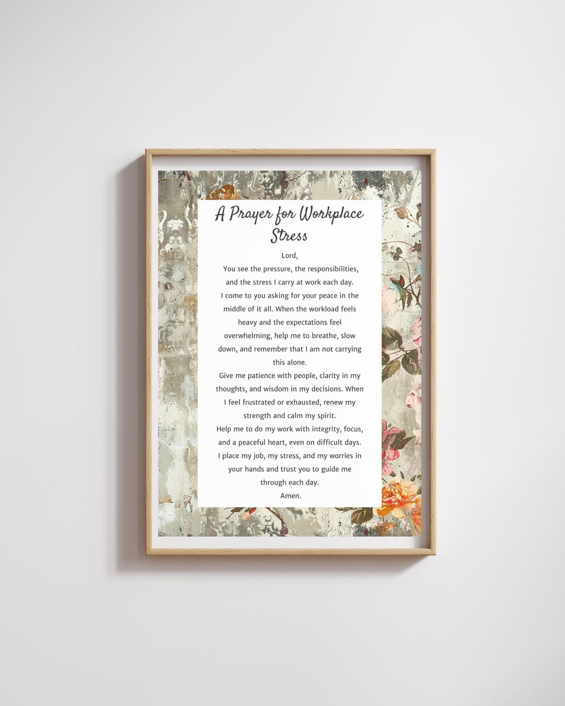 A Prayer for Workplace Stress Printable, Christian Wall Art, Faith ...