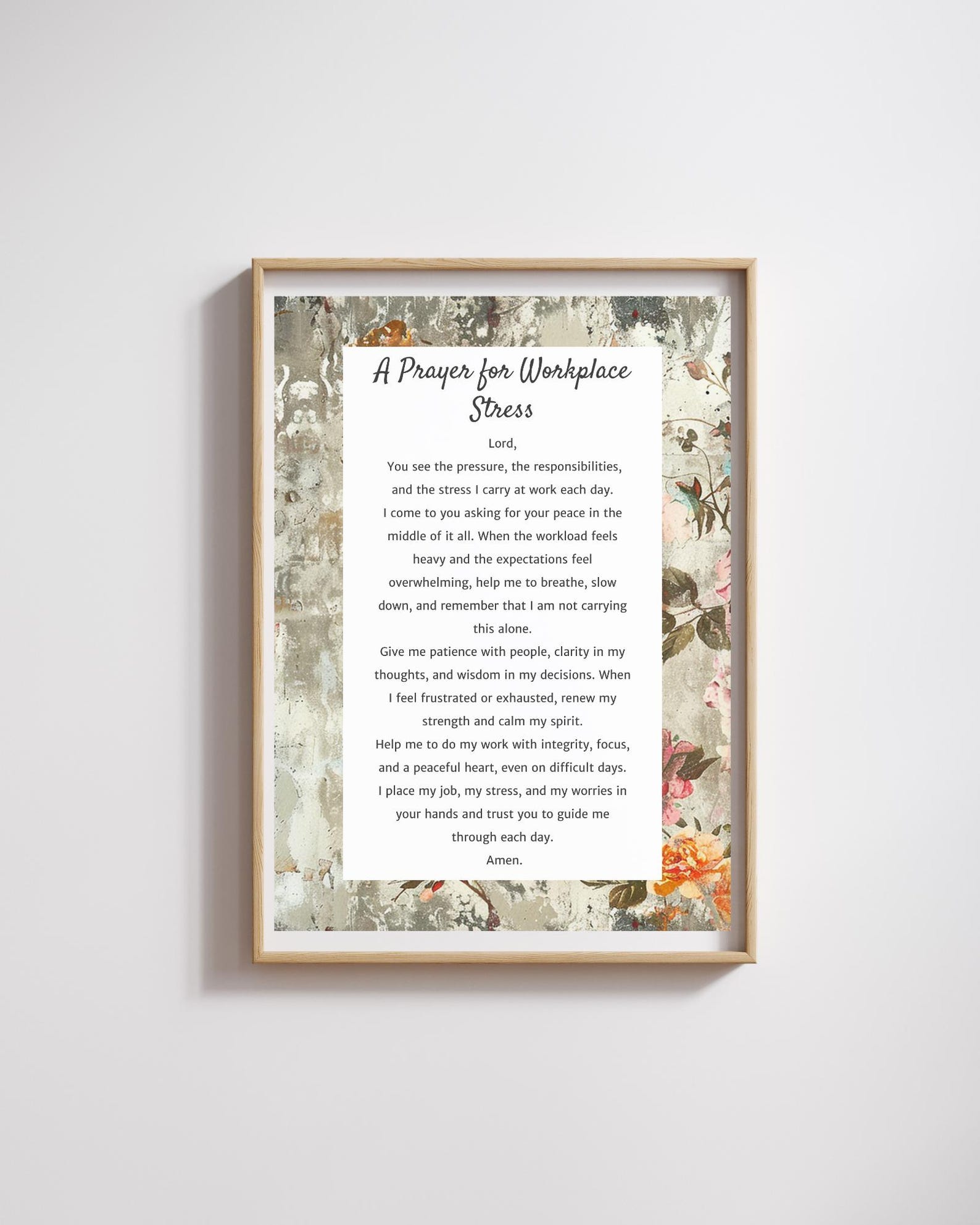 A Prayer for Workplace Stress Printable, Christian Wall Art, Faith ...