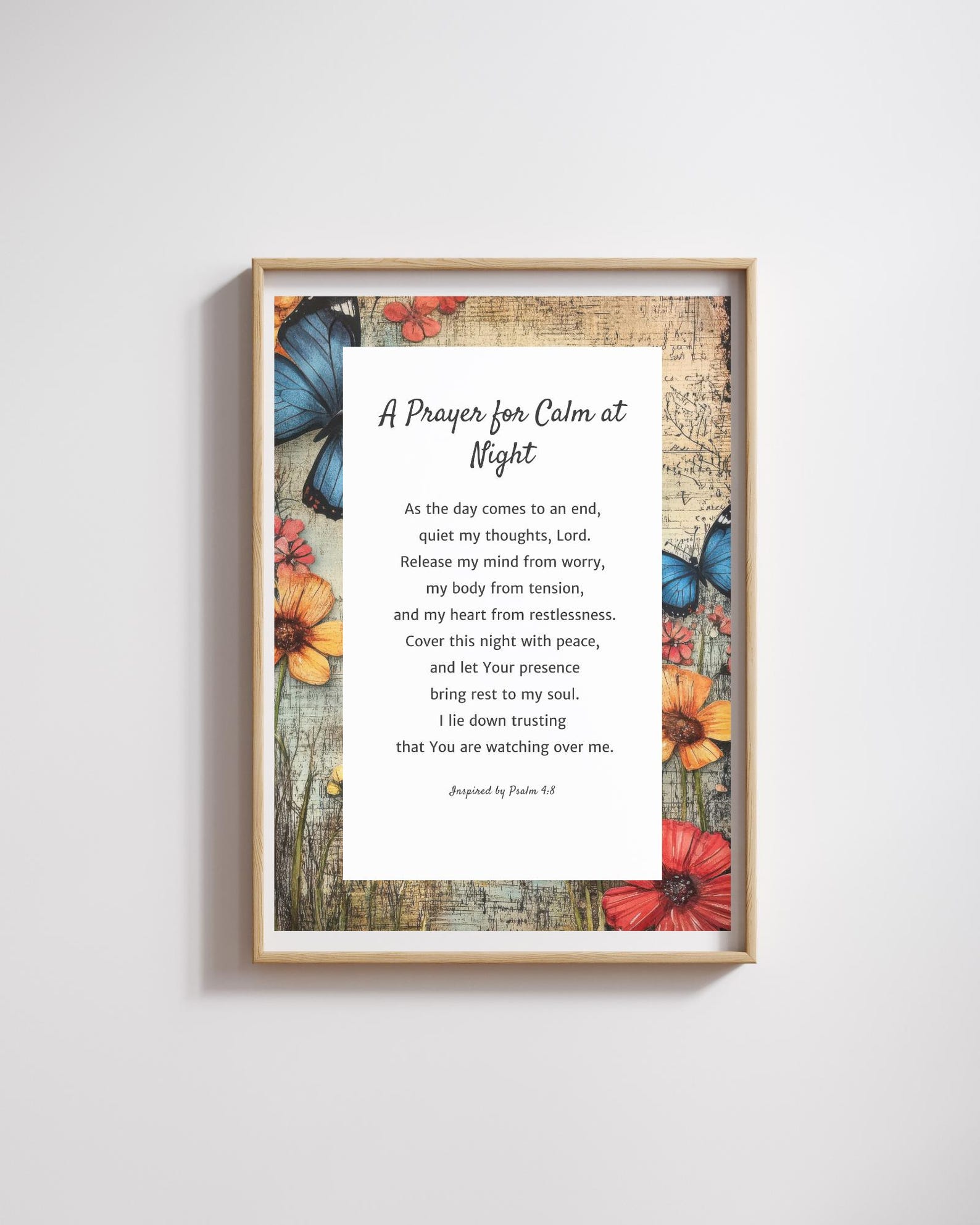 A Prayer for Calm at Night Printable, Christian Wall Art, Bedtime ...