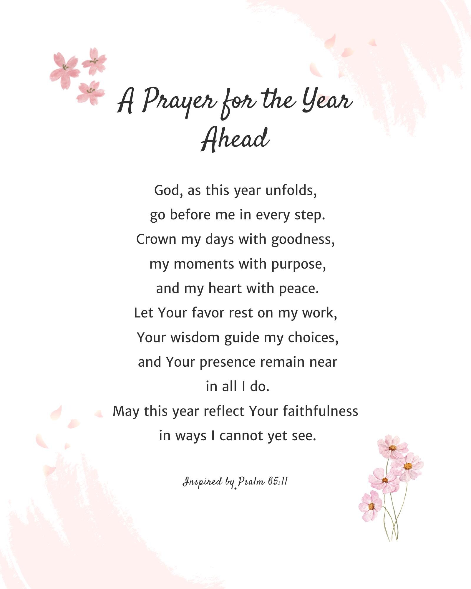 A Prayer for the Year Ahead Printable, Christian New Year Wall Art ...