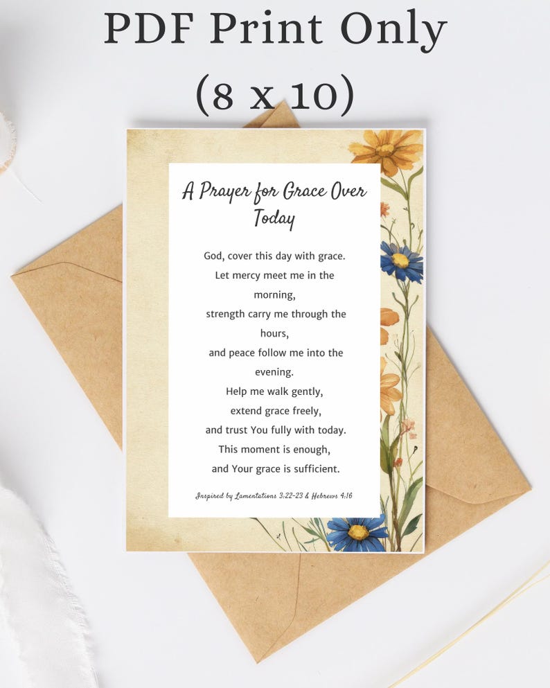 A Prayer for Grace Over Today Printable, Christian Wall Art, Daily ...